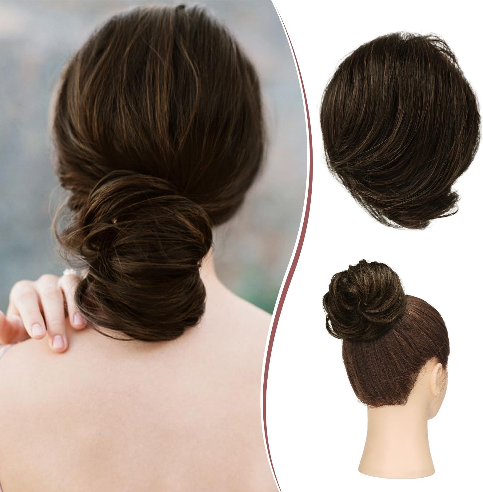 Amazon.com : RUWISS Long Thin Straight Tousled Updo Bun Real Human Hair ...