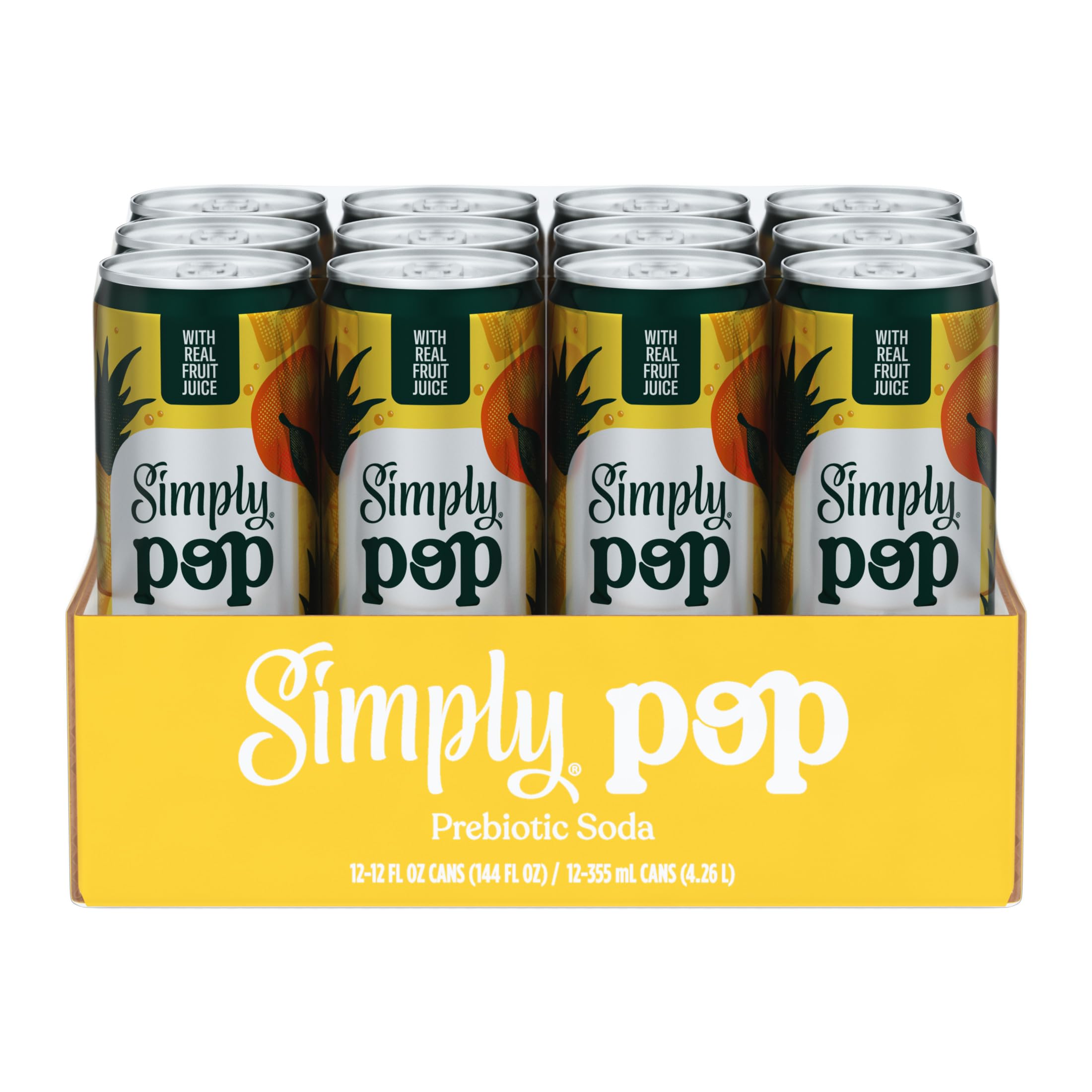 Snapklik.com : Simply POP Prebiotic Soda Pineapple Mango Cans