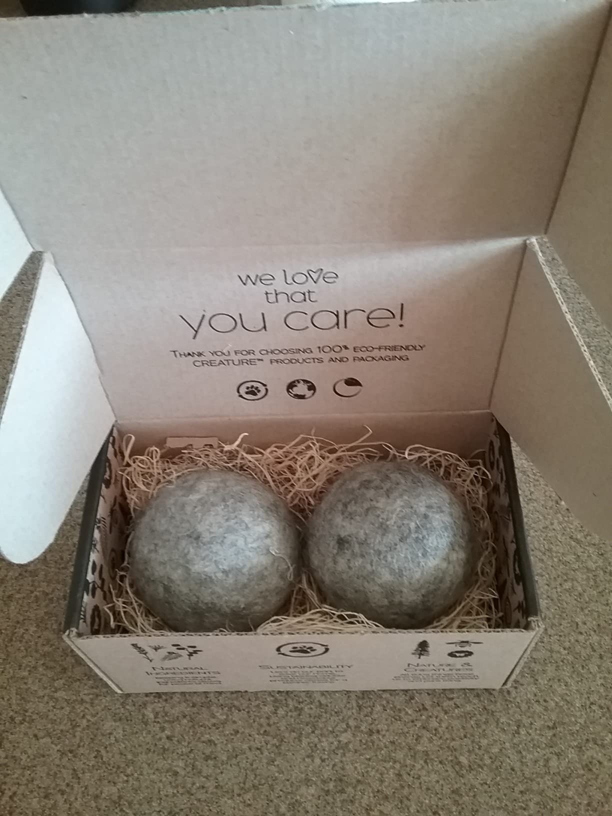 Pet Supplies : CREATURE ECO 100% Organic Wool Dog Balls 2-Pack - All ...