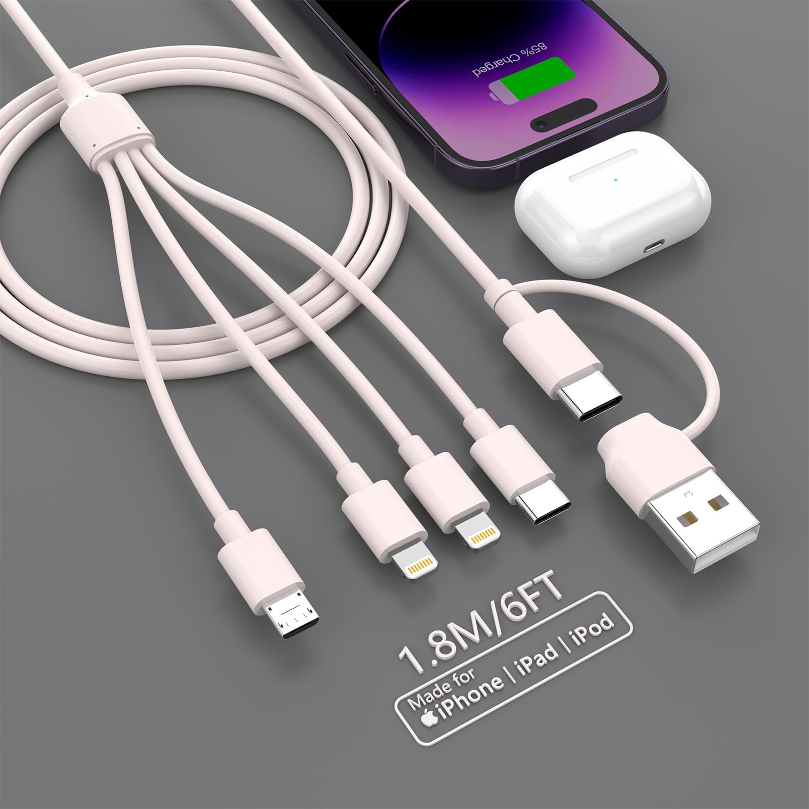 Amazon.co.jp: 6 in1 マルチ充電ケーブル【3本セット1.2M】3in1充電コード USBケーブル マルチ iPhone 充電器 USB Type Cケーブル iPhone ...