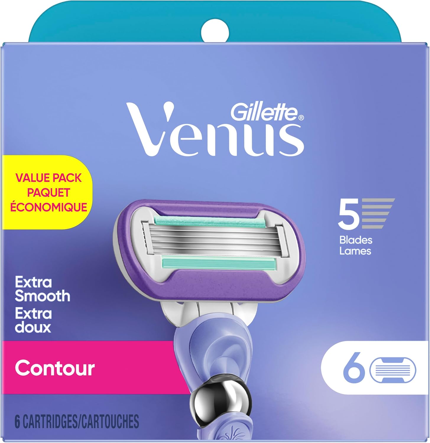 Gillette Venus Extra Smooth Contour Women’s Razor Blades, 5-Bladed ...