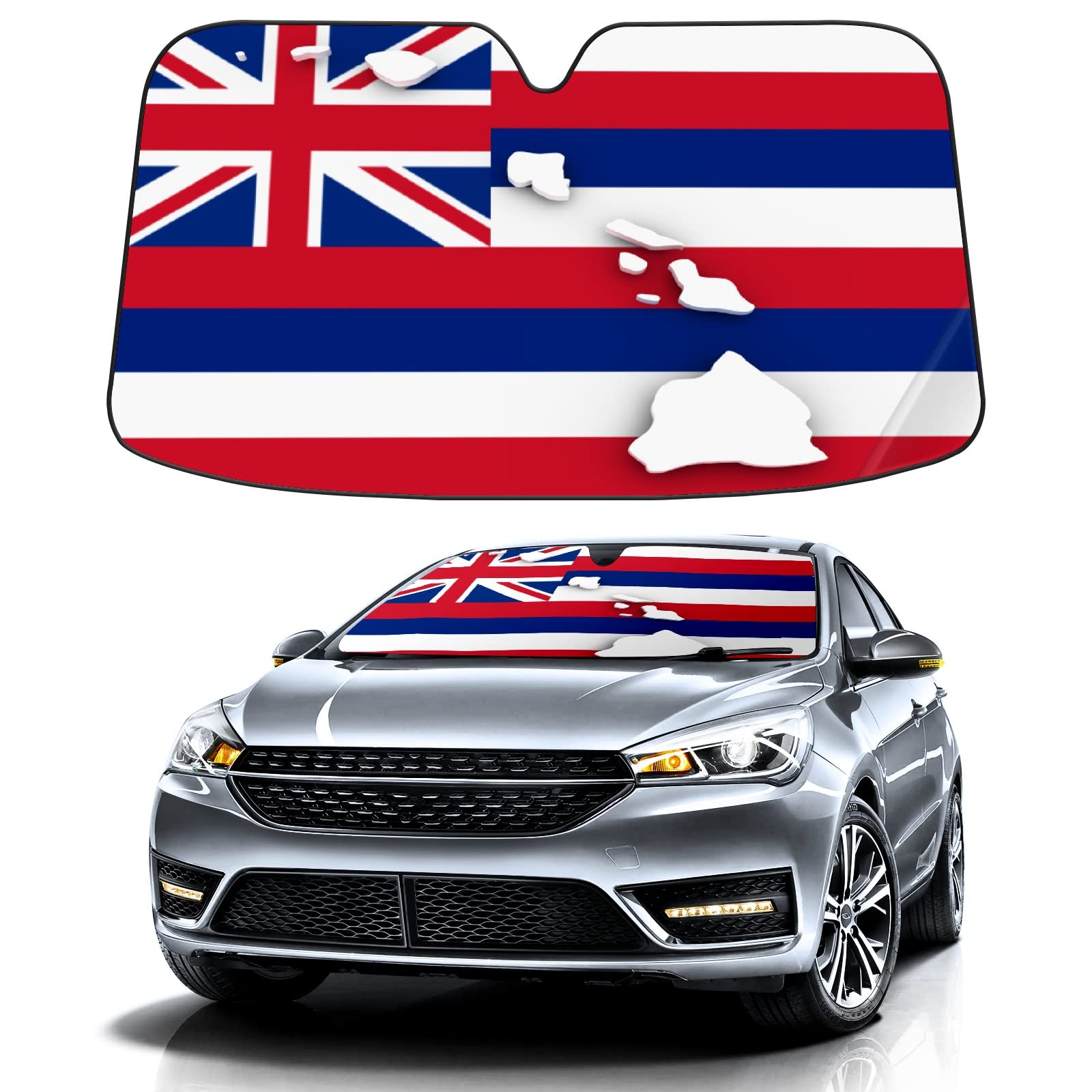 Amazon.com: Hawaiian Flag Car Windshield Sunshade 55"x30" USA Island ...