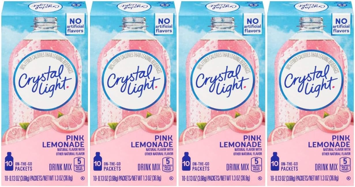 Amazon.com : Crystal Light Drink Mix - 2 Boxes - 20 Packets (Pink Lemonade) : Grocery & Gourmet Food