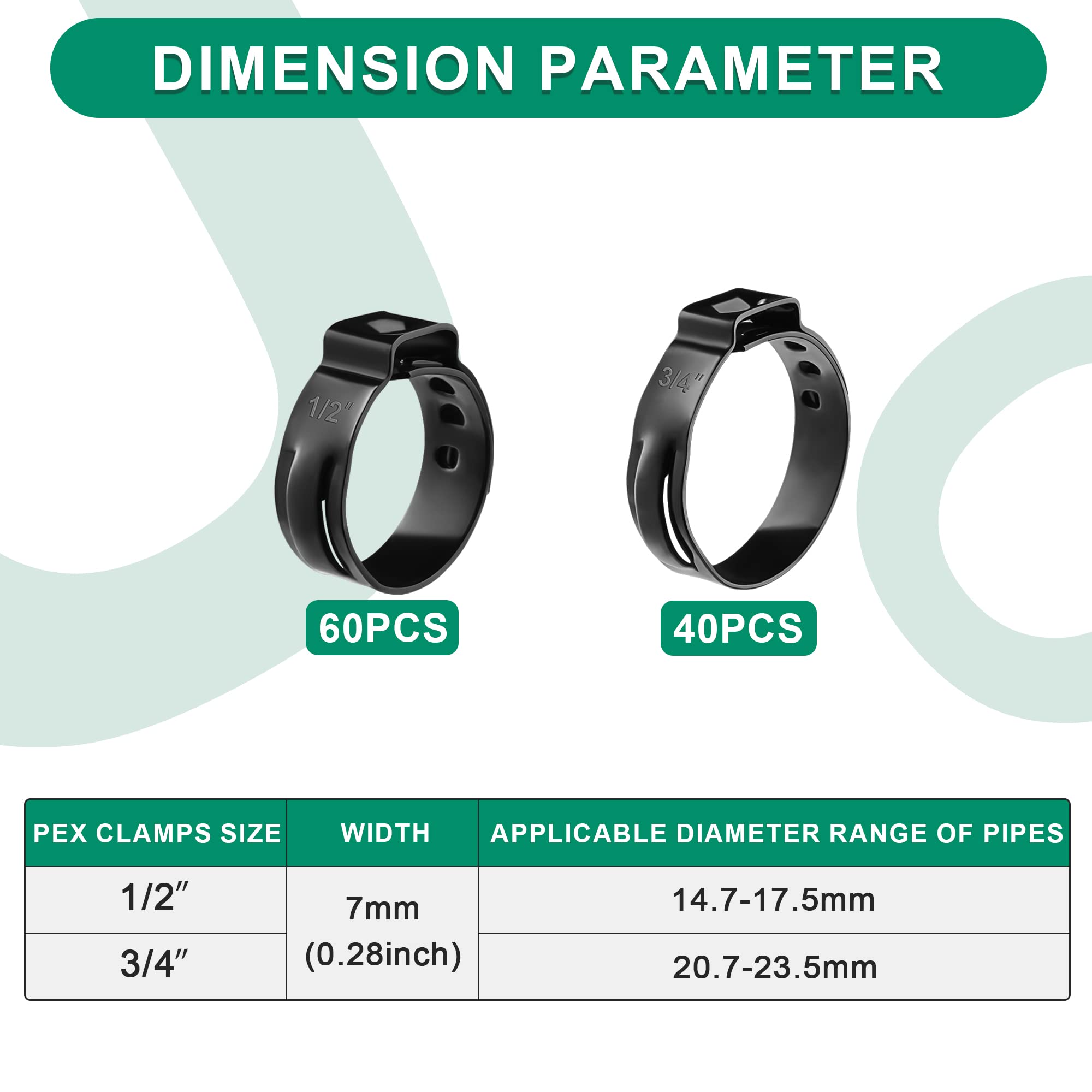 Snapklik.com : 100pcs Black Pex Clamps Crimp Rings Assortment Kit,304 ...