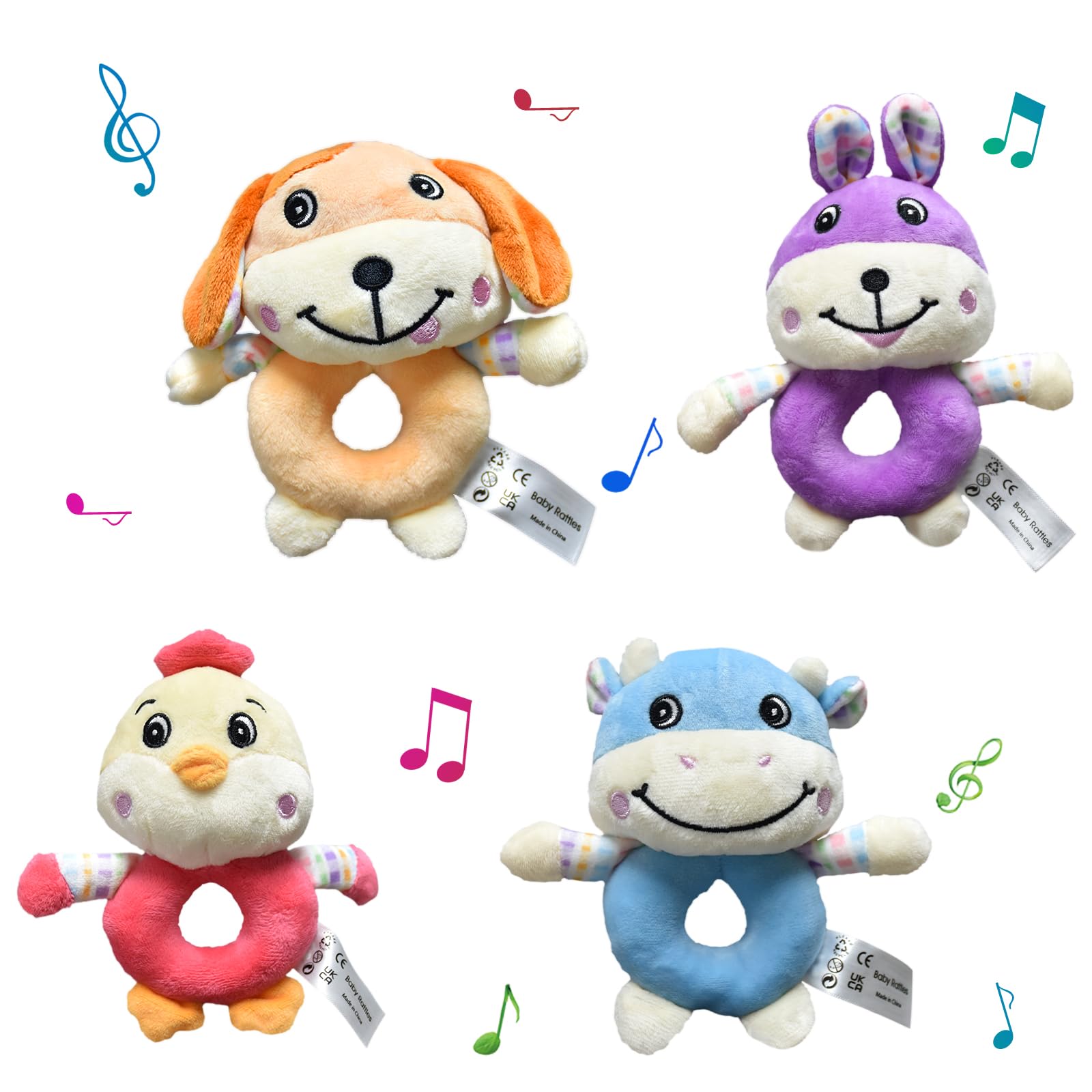 Amazon.com: Teething Rattle Toys, Plush Baby Rattle Toys, Infant Farm ...