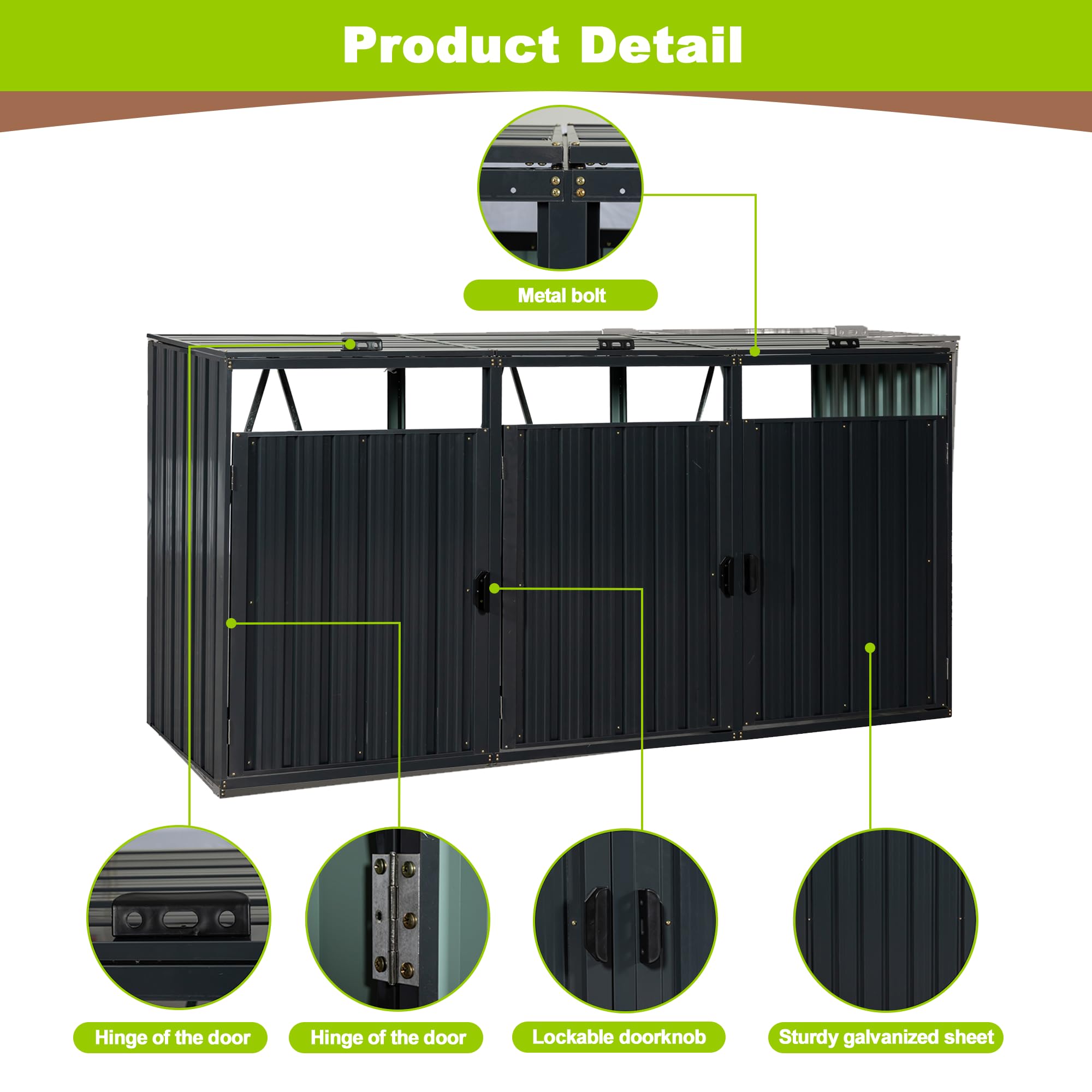 Snapklik.com : Outdoor Trash Storage Shed Waterproof Garbage Bin Shed ...