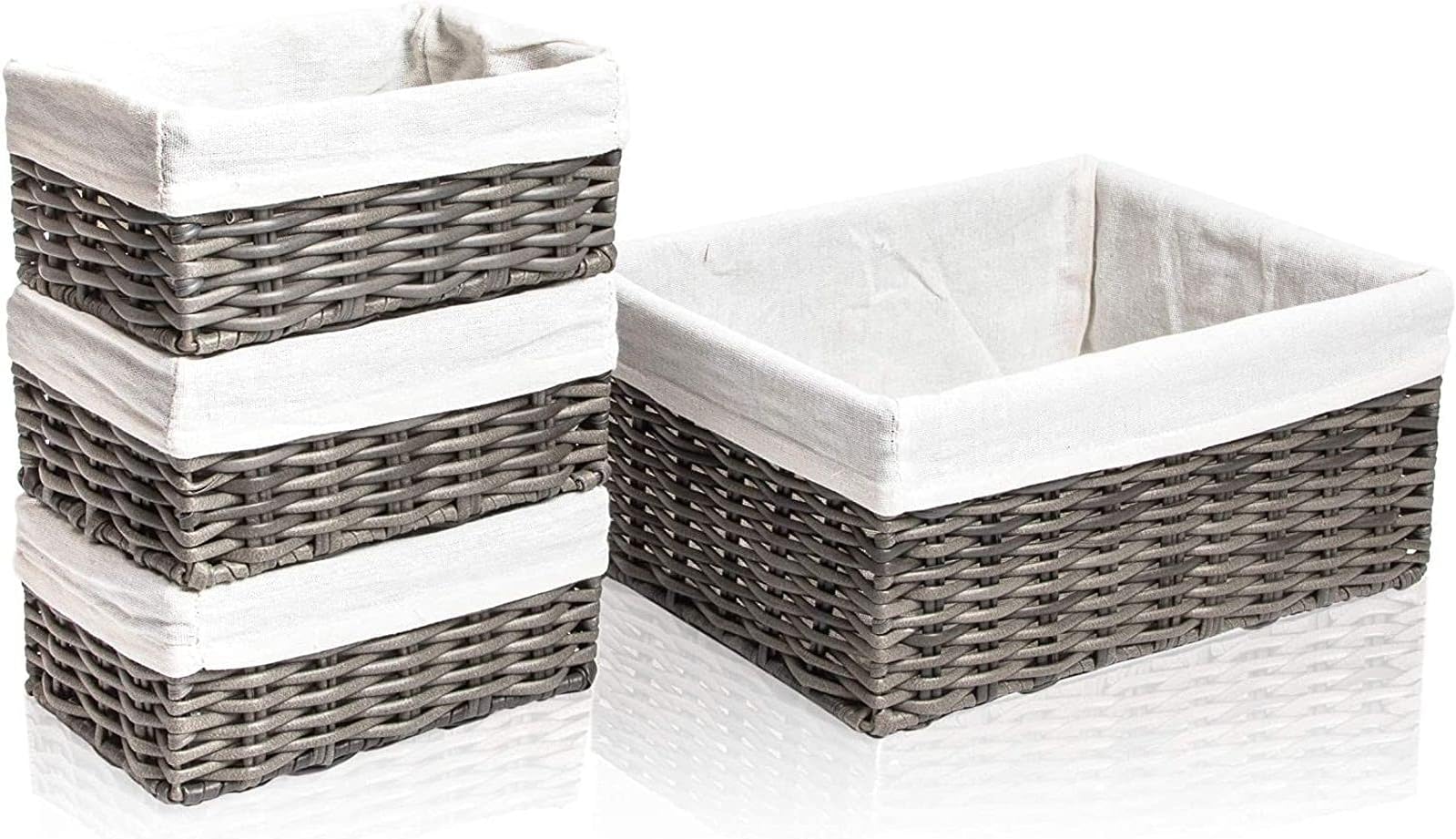 Amazon.com: Farmlyn Creek 4 Pack Rectangular Wicker Storage Baskets ...