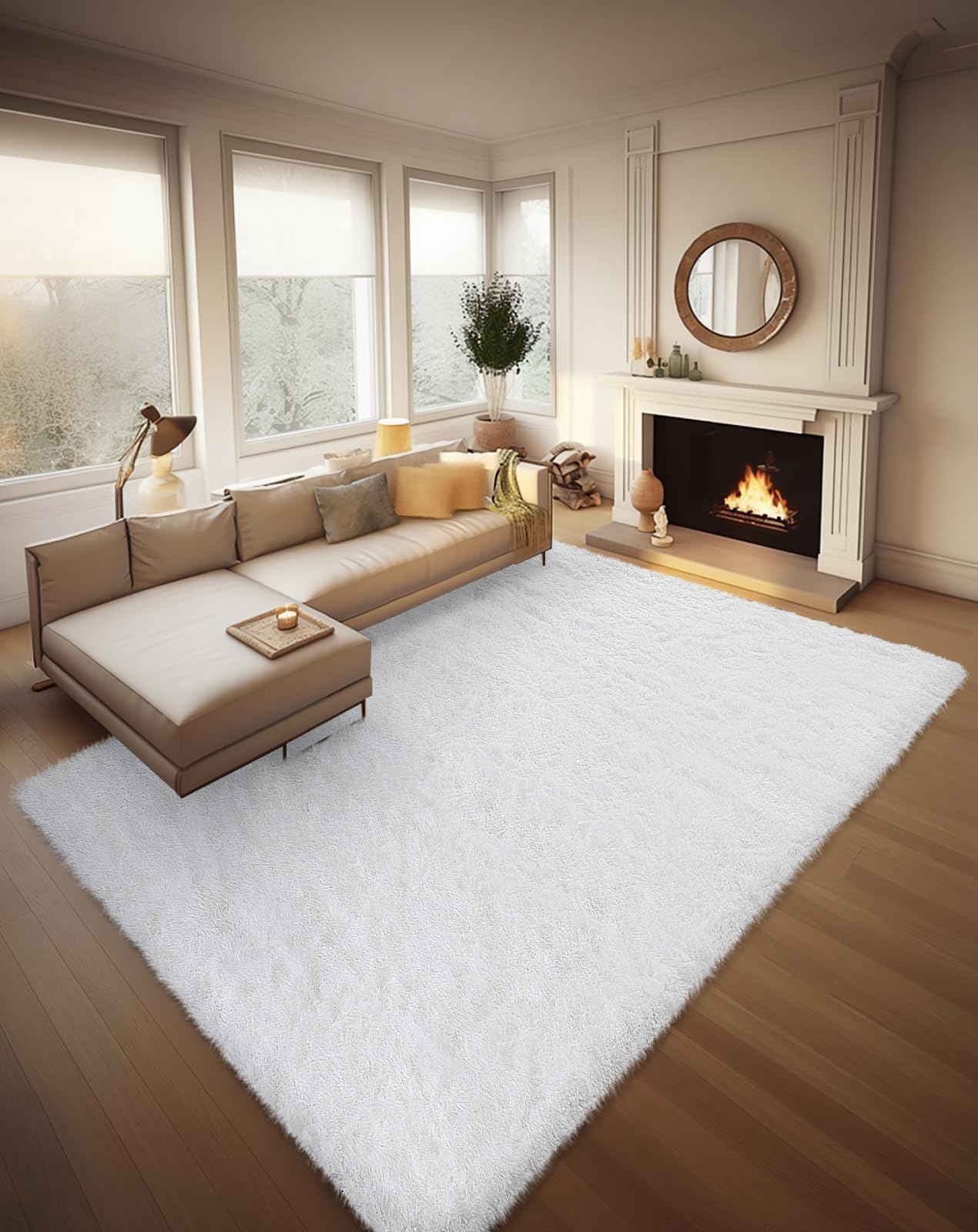 Amazon.com: Zentavio Area Rug for Living Room Bedroom White 8x10 Soft ...