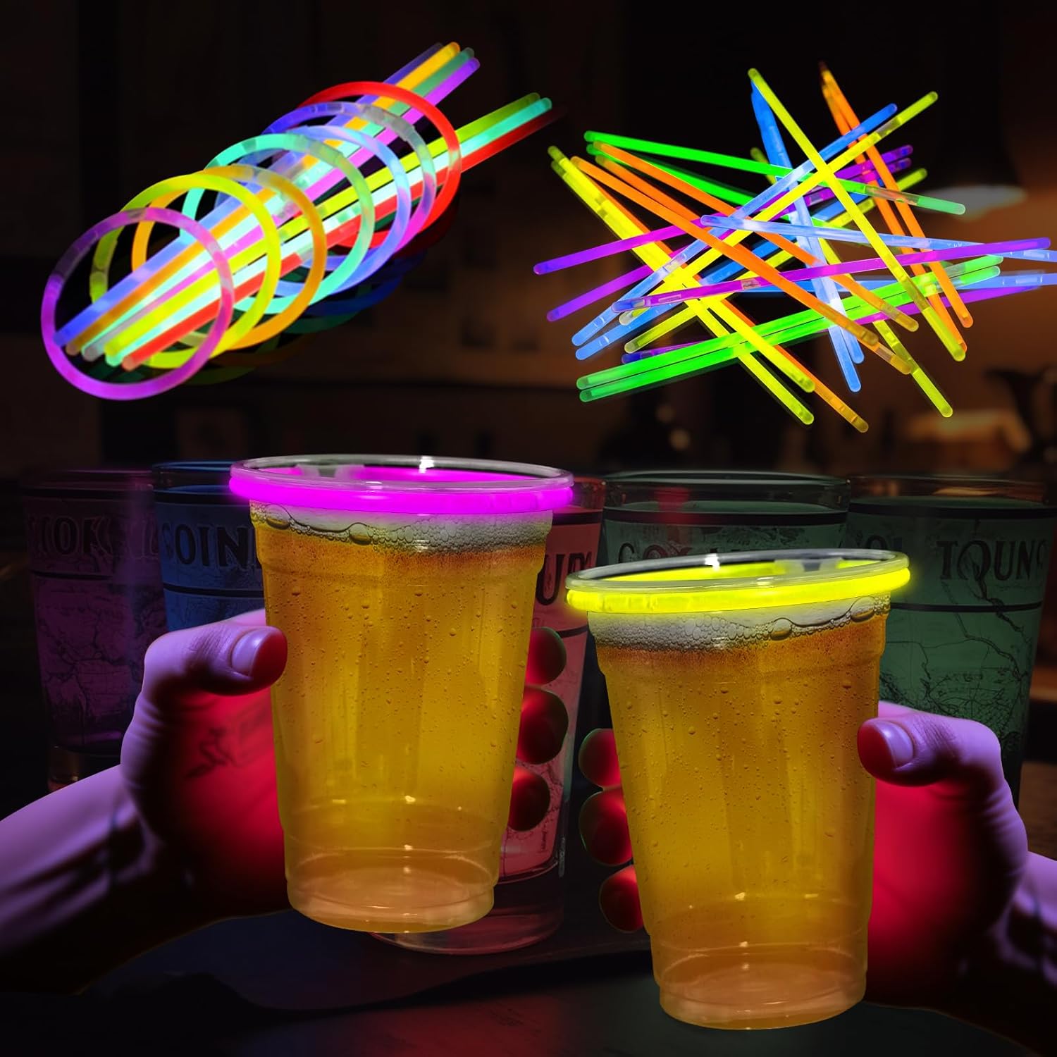 Amazon.com: GOLDGE 53pcs Glow in the Dark Cups for Party, 16oz ...