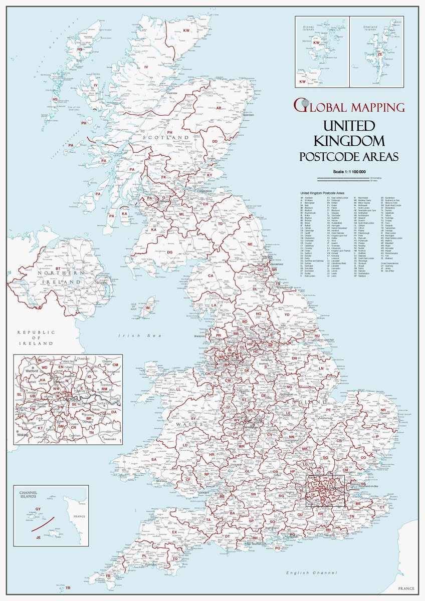 Buy United Kingdom Postcode Areas Encapsulated Wall Map Online At buy-united-kingdom-postcode-areas-encapsulated-wall-map-online-at