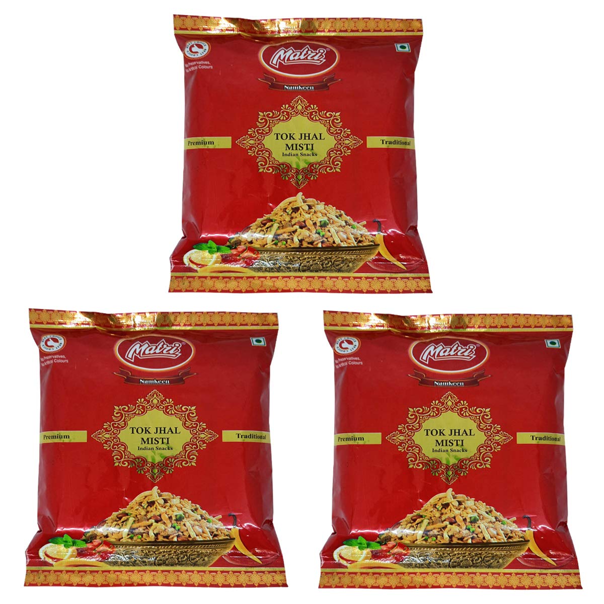 Matri Tok Jhal Misti Chanachur, Indian Namkeen Snacks(Pack of 3 x 150 ...