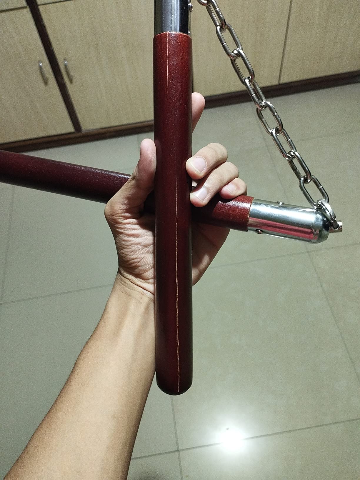 Skull Sports Industries Wooden Nunchaku for Martial Arts (Brown, Bruce ...