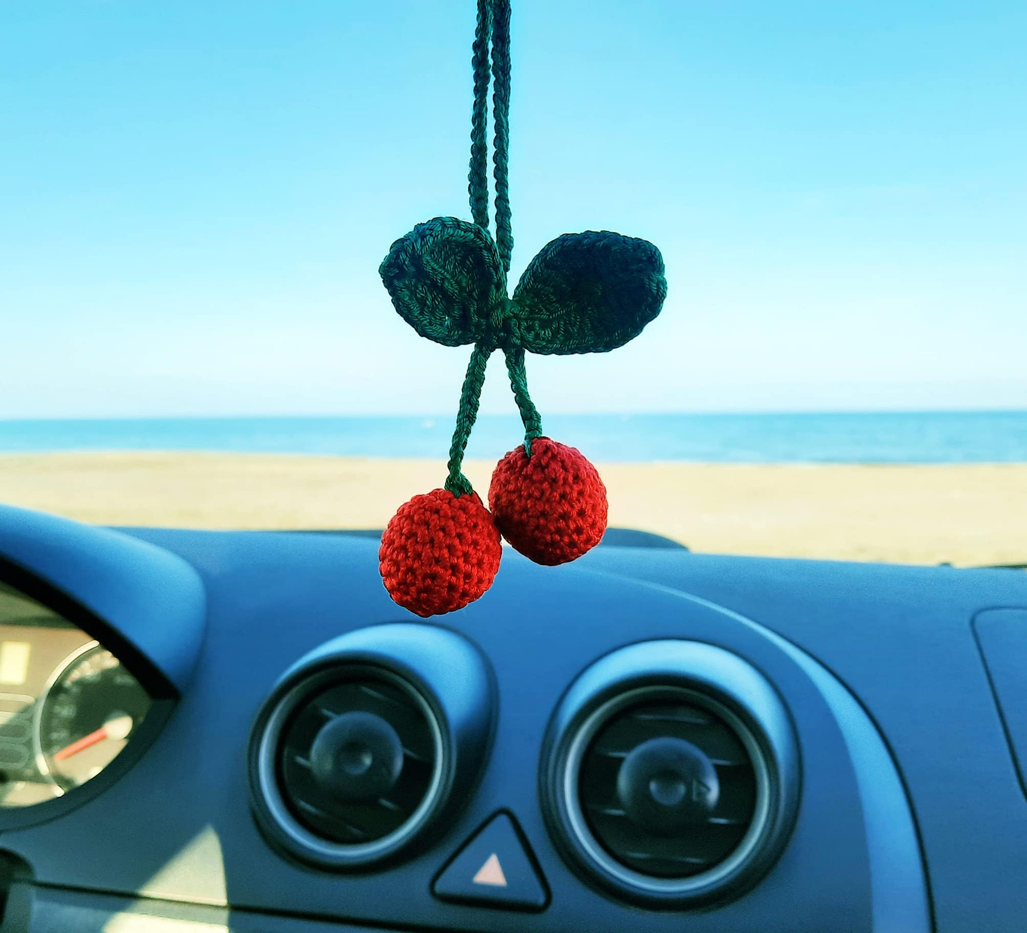 Amazon.com: Star and Moon, Crochet Handmade Automotive Rearview Mirror ...