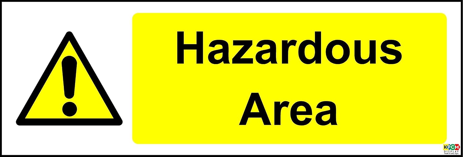 Warning Hazardous Area Safety Sign - Self Adhesive Sticker 150mm x 50mm ...