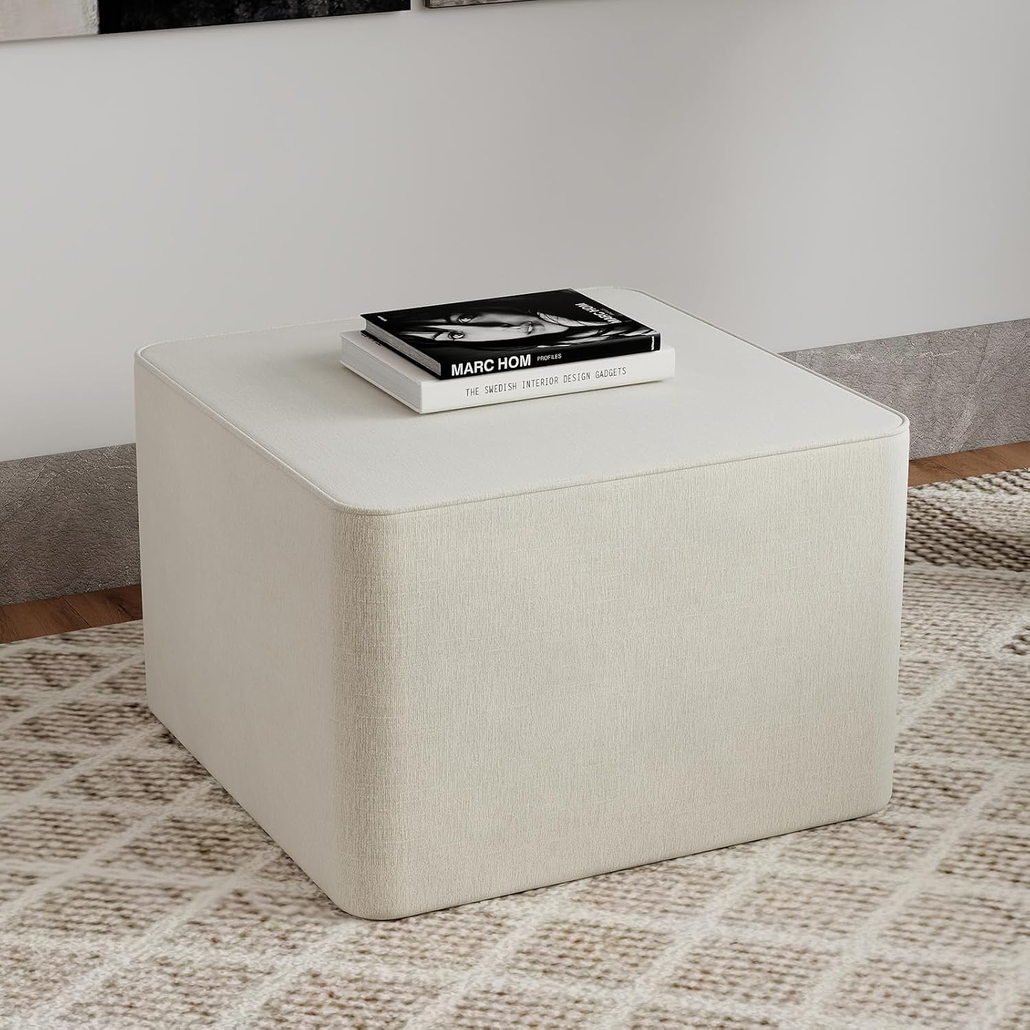 Amazon.com: HYZQ 24"x24" Oversized Square Stuffed Pouf Ottoman, Full ...