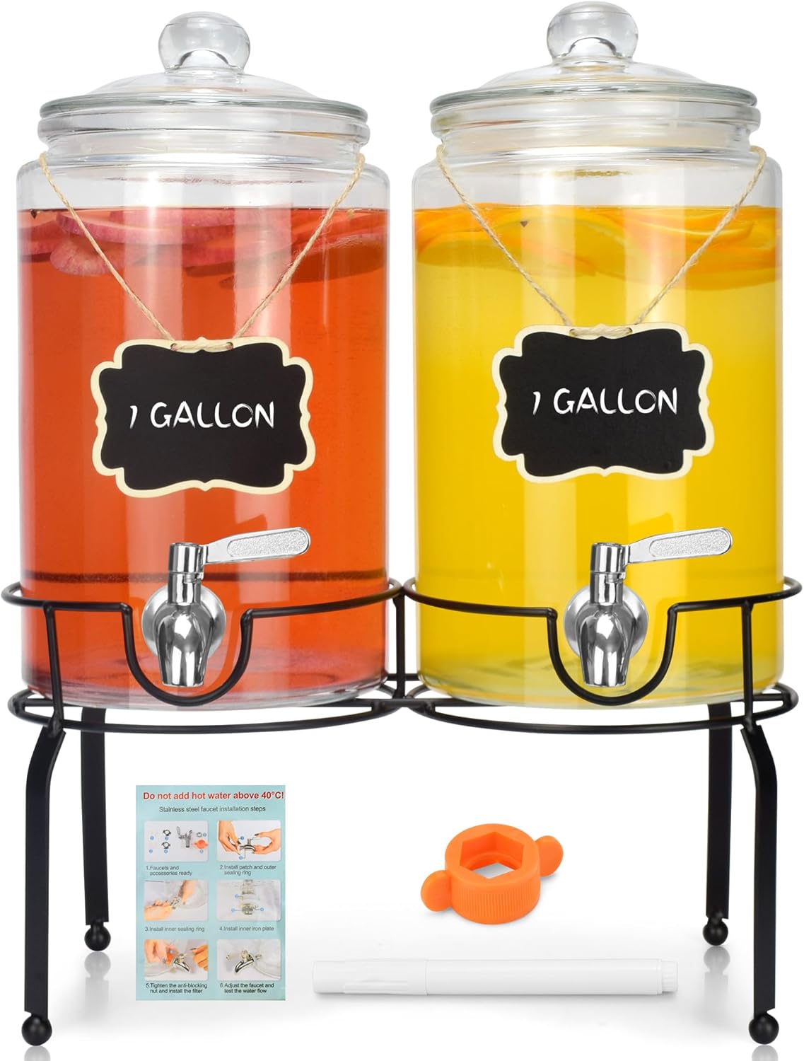 Amazon.com | PARAISODOS 1 Gallon Beverage Dispenser 2 Pack, Stainless ...