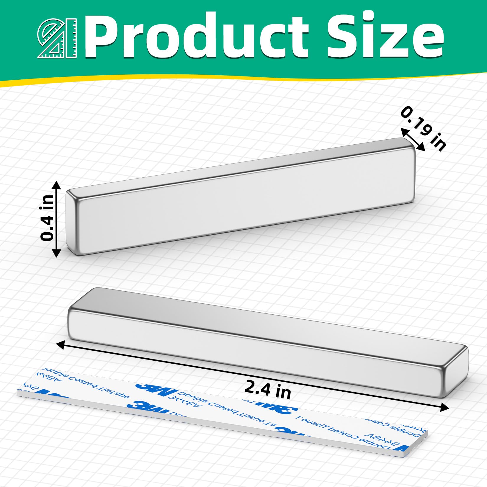 Snapklik.com : Junarter 6 Pack Bar Magnets, 60x10x5mm Thin Magnet Bar ...
