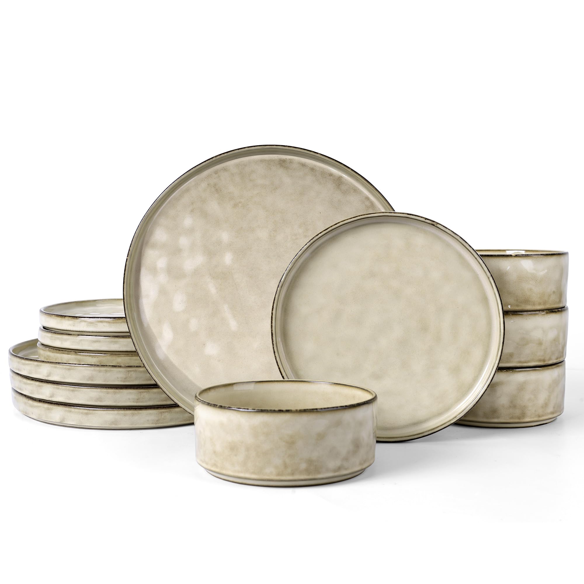 Amazon.com | LIANYU Dinnerware Set for 4, 12 Piece Plates and Bowls ...
