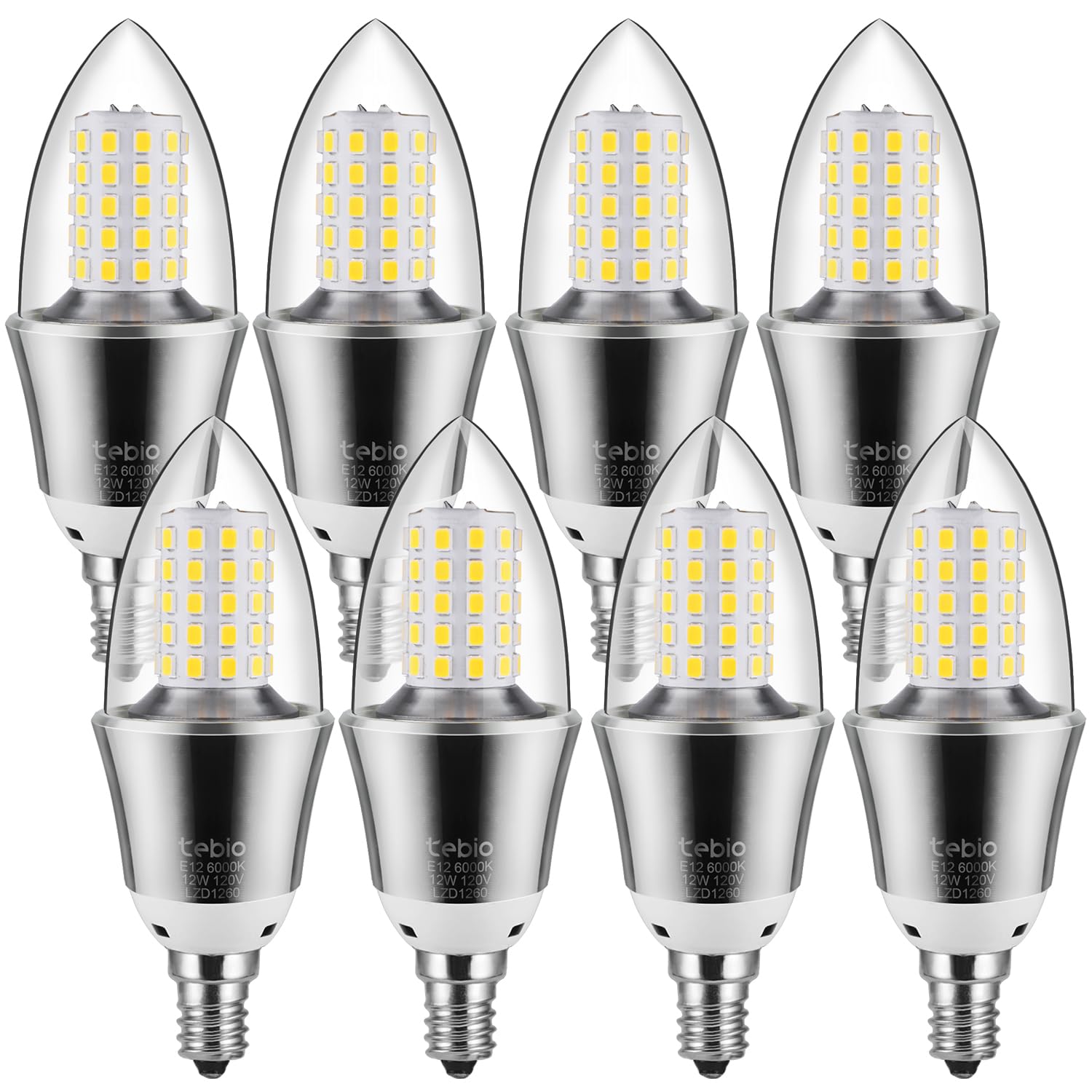 tebio E12 Base LED Bulbs, Daylight 6000K Candelabra led Light Bulbs ...