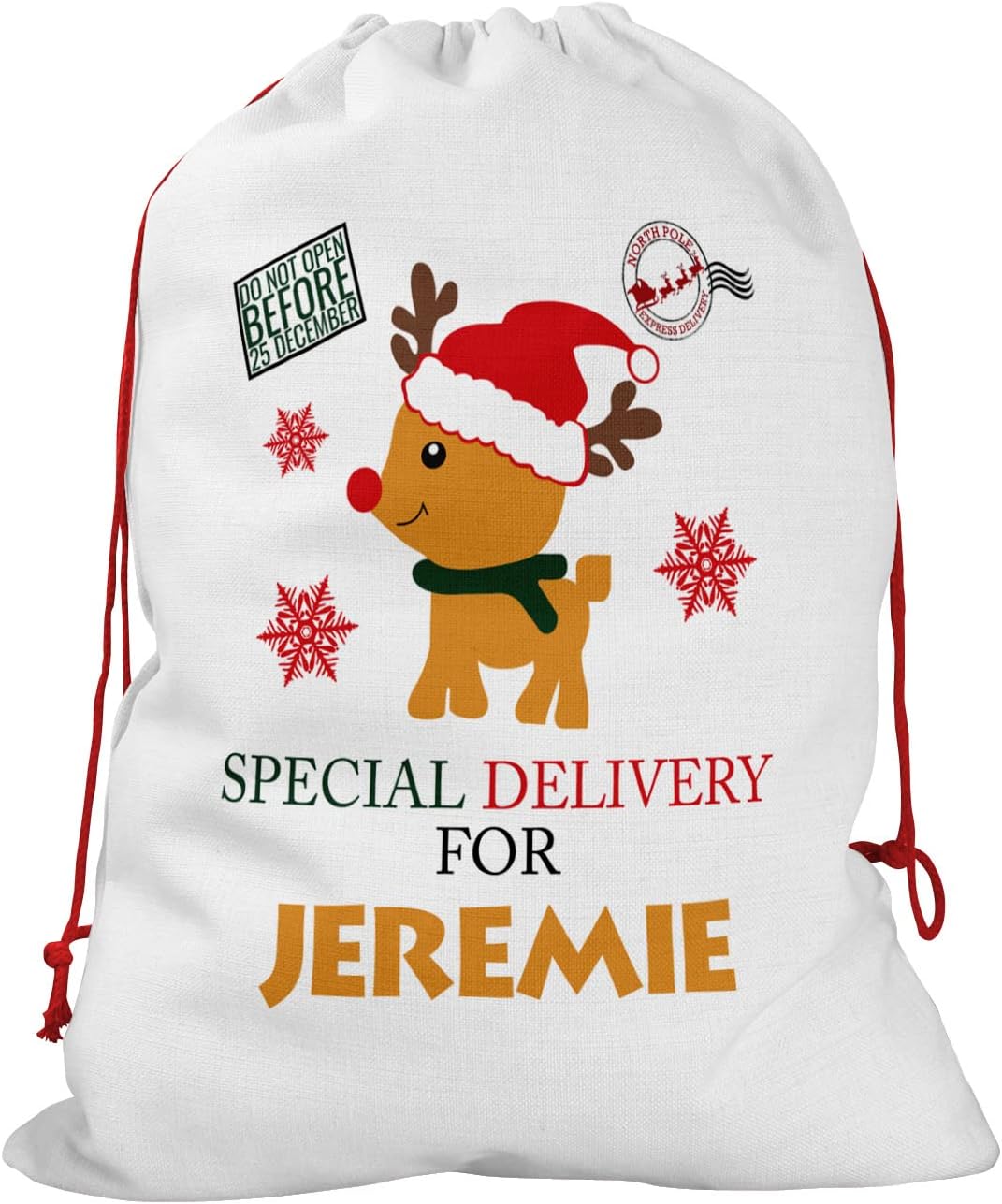 Amazon.com: Bleu Reign Personalized Christmas Santa Sack Gift Stocking ...