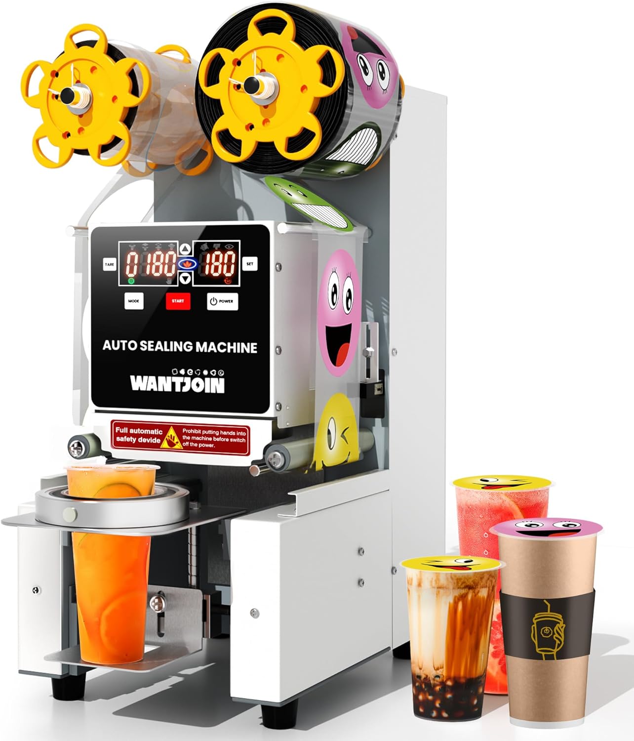 Amazon.com: WantJoin Cup Sealing Machine Full Automatic Cup Sealer ...