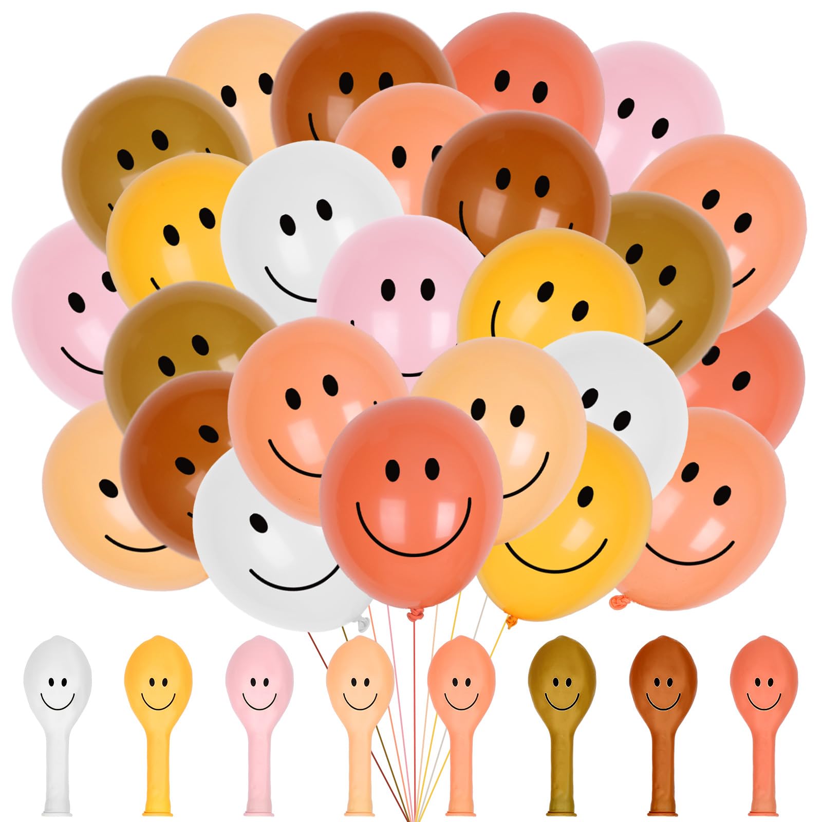 Amazon.com: Whaline 80Pcs Happy Smile Balloons 12'' Boho Color Smile ...
