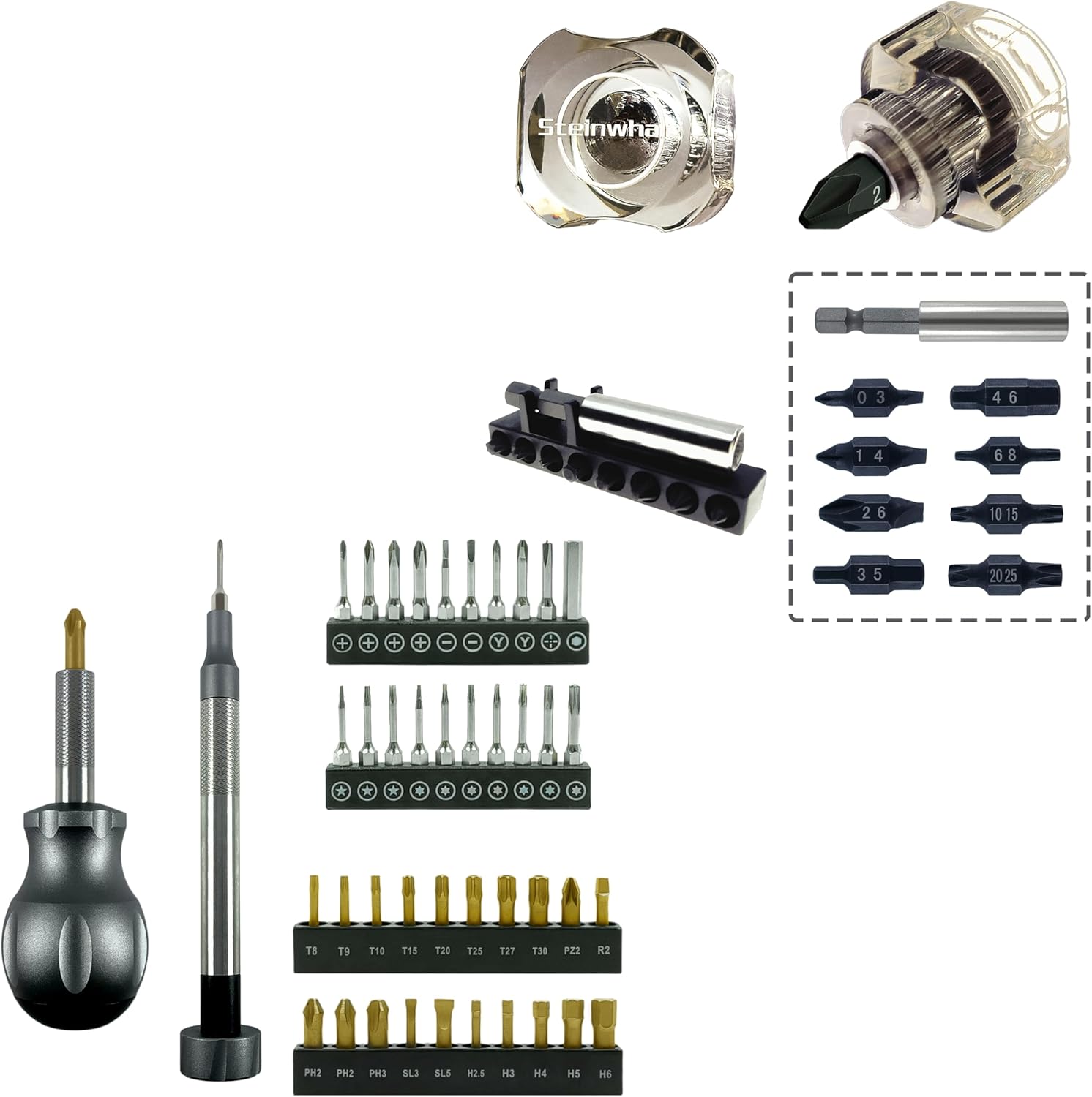 10in1 Short Stubby Mini Screwdriver for tight spots, 8pcs Double-headed ...