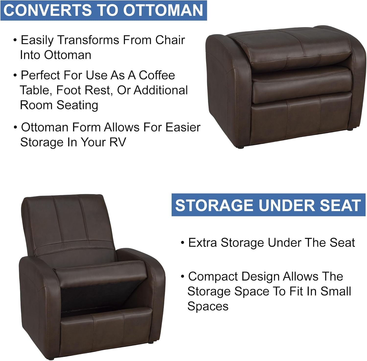 RecPro Charles RV – Silla otomana para juegos Almacenamiento integrado ...