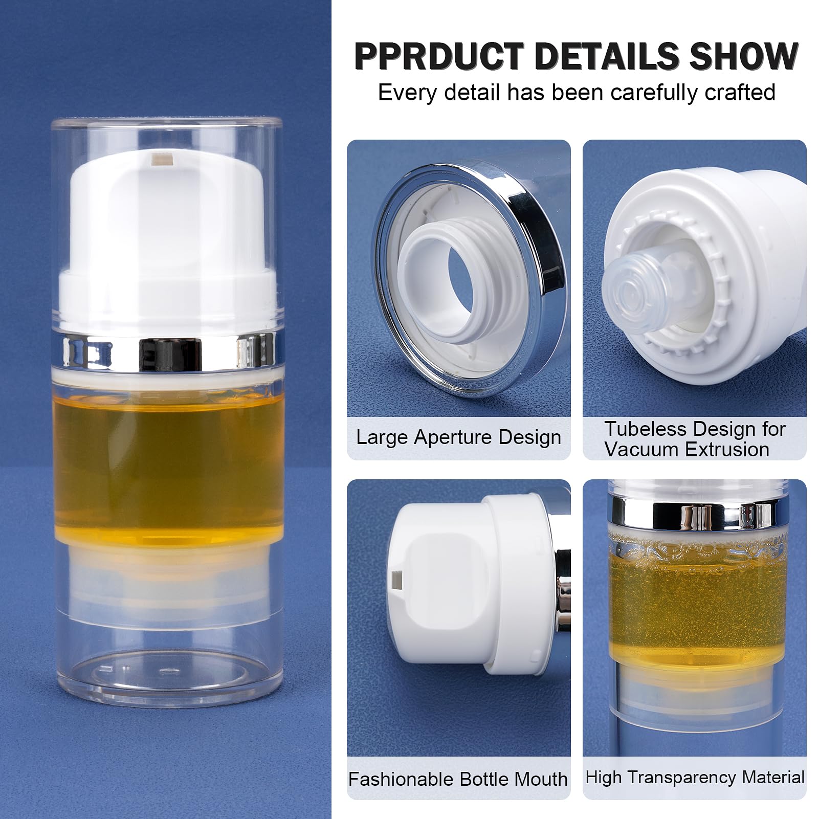 Snapklik.com : Airless Pump Dispenser Bottles 5 Pack 17oz/50ml Empty ...