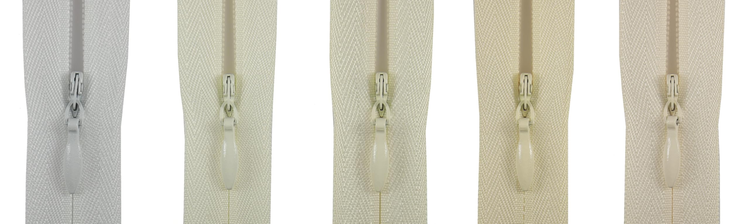 Invisible Zip Fasteners, Pack of 5, Natural Colours, Suitable for ...