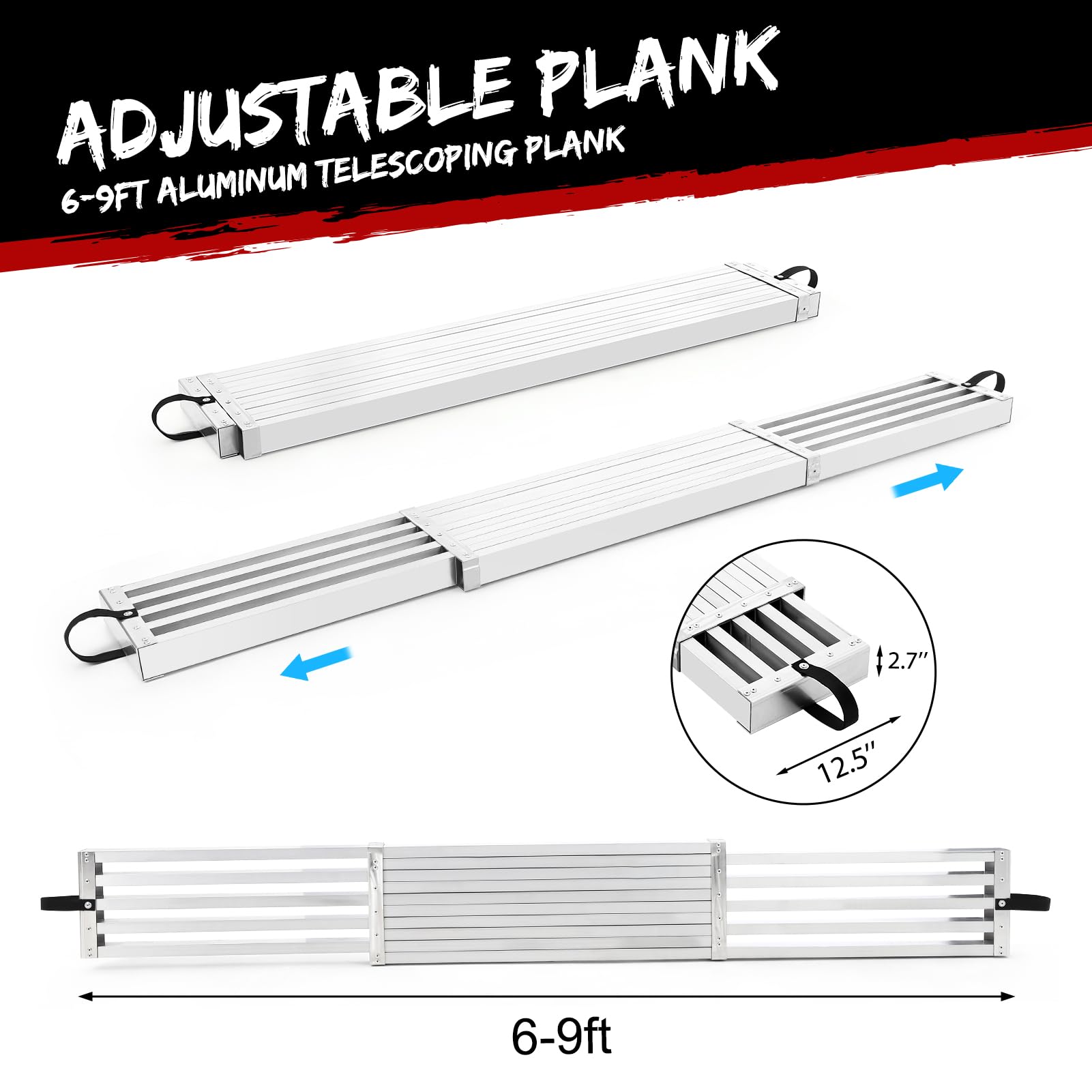 Snapklik.com : FairOnly Aluminum Telescoping Plank, 6-9ft Work Plank ...