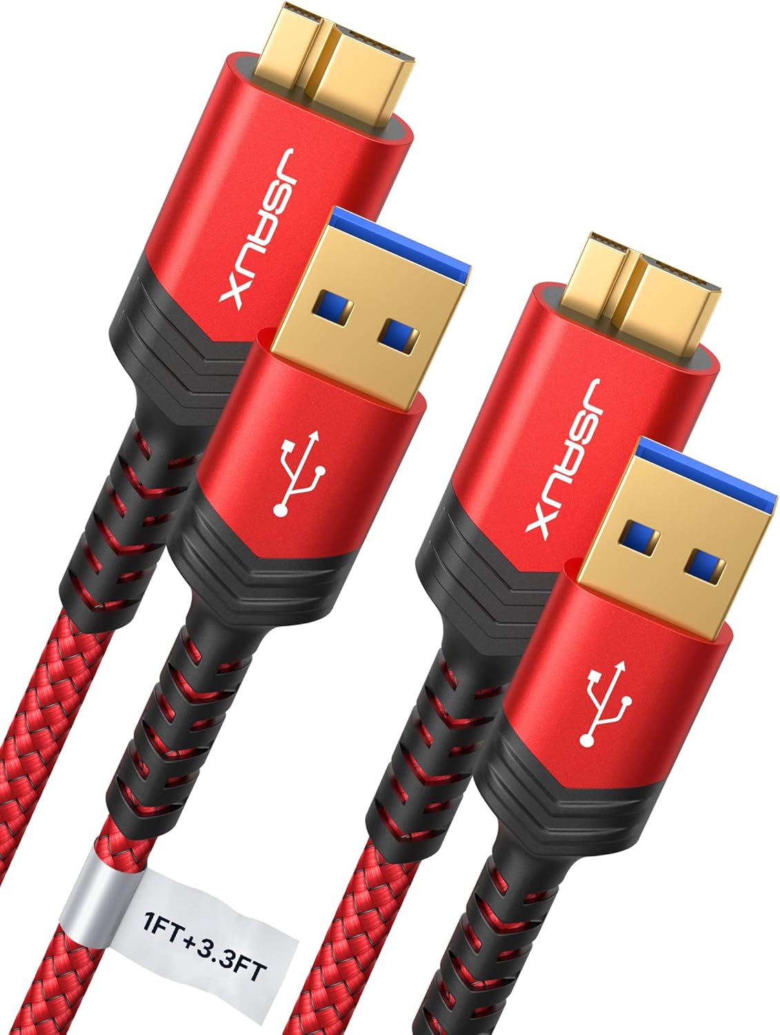 Amazon.com: JSAUX Hard Drive Cable [2 Pack,0.3M+1M] USB 3.0 A to Micro ...