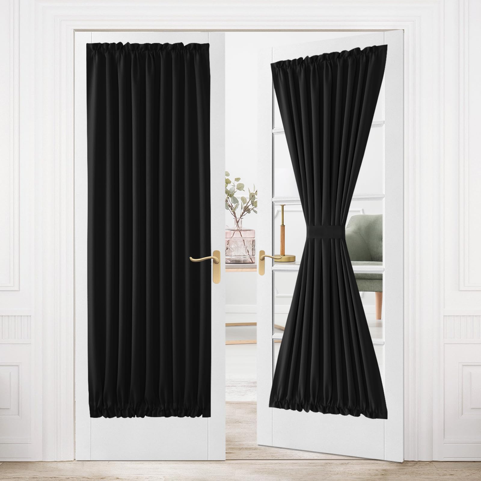 Amazon.com: DWCN French Door Curtains – Rod Pocket Thermal Blackout Curtain for Doors with Glass ...