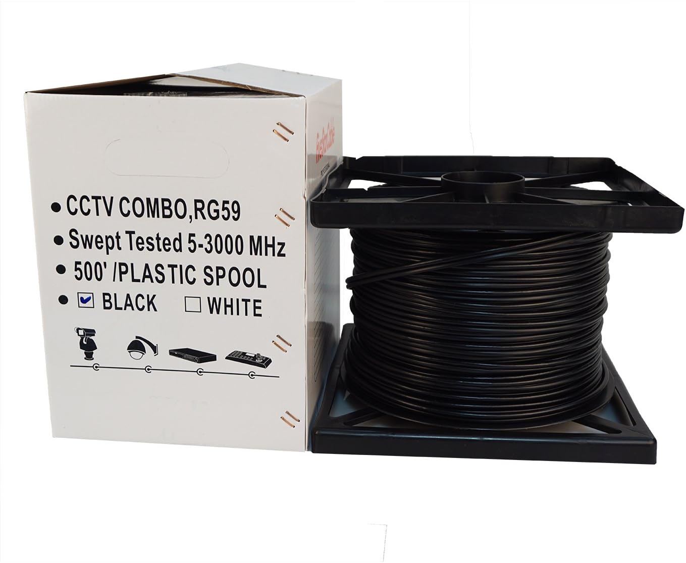 Amazon.com : RG59 Siamese Cable 300ft - Coaxial CCTV Video & Power ...