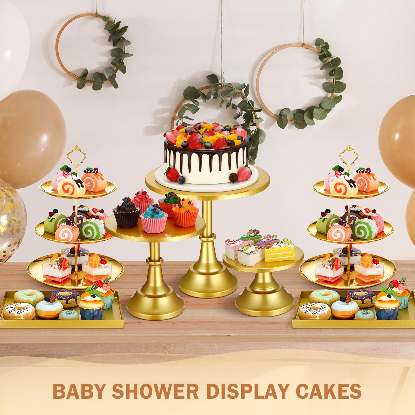 Tioncy 7 Pcs Cake Stand Set Metal Cupcake Holder Dessert Table Display ...