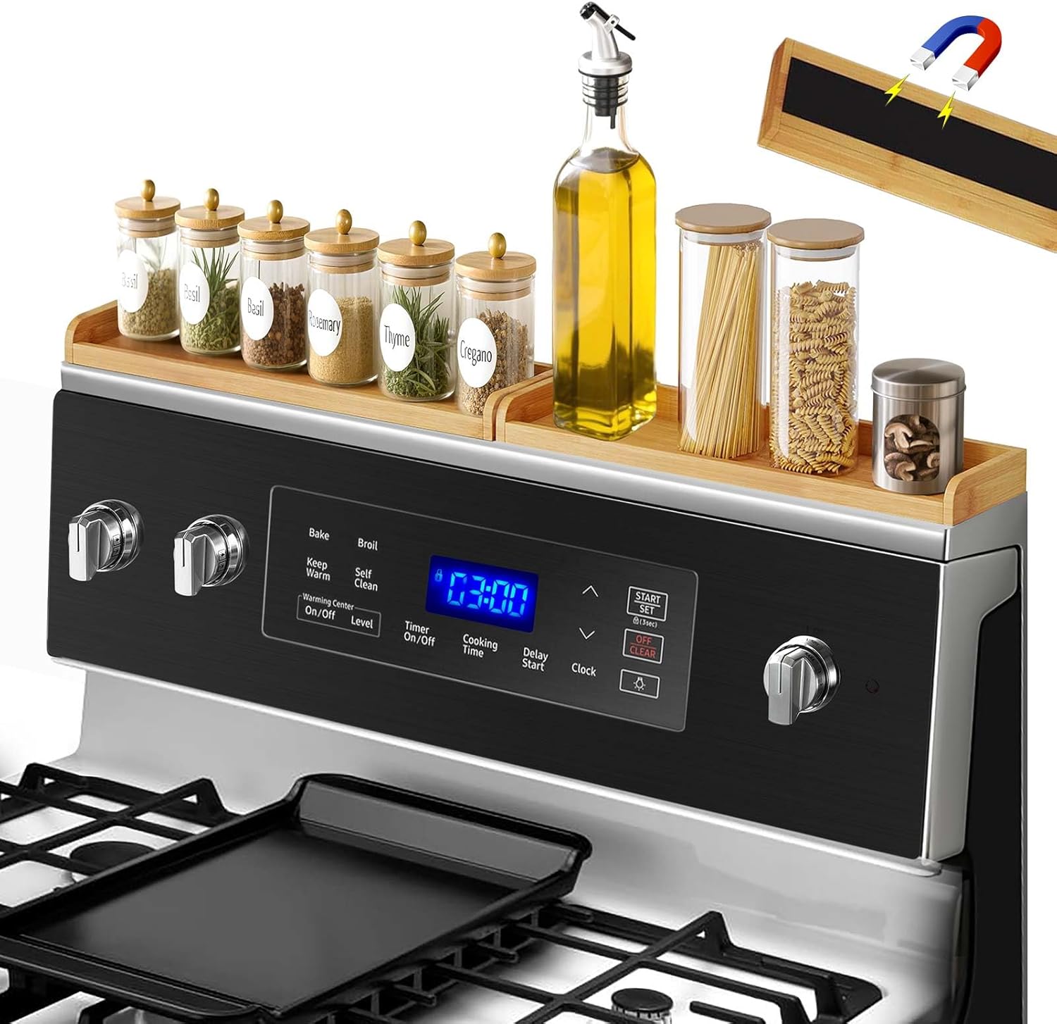 Amazon.com: Mdkave 30" Magnetic Over Stove Shelf for Flat Top Stoves ...