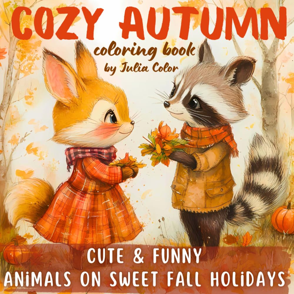 Amazon.com: Cozy Autumn Coloring Book: Autumn Scenes with Cute & Funny ...