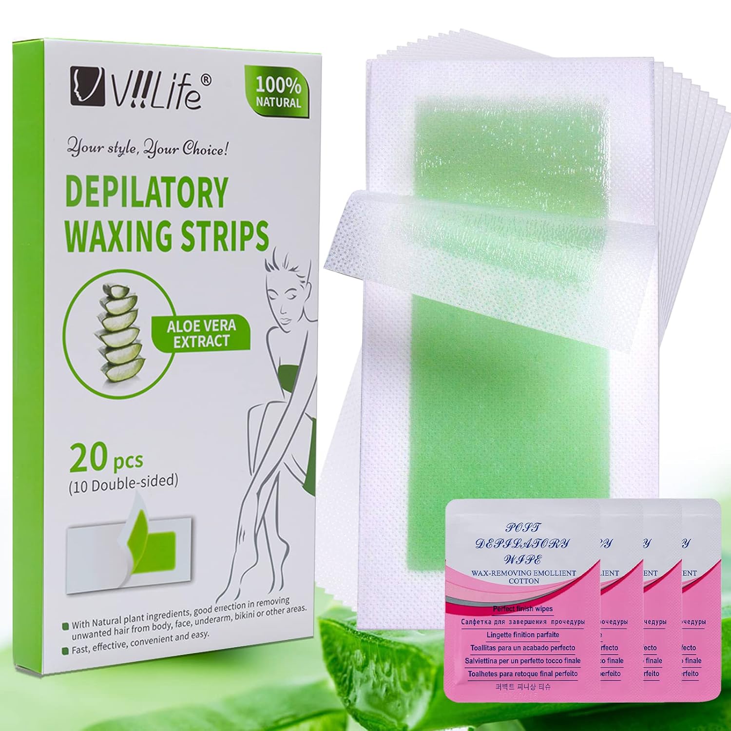Amazon.com : Viilife 20 Wax Strips 10 Pcs Double Sides Hair Removal ...