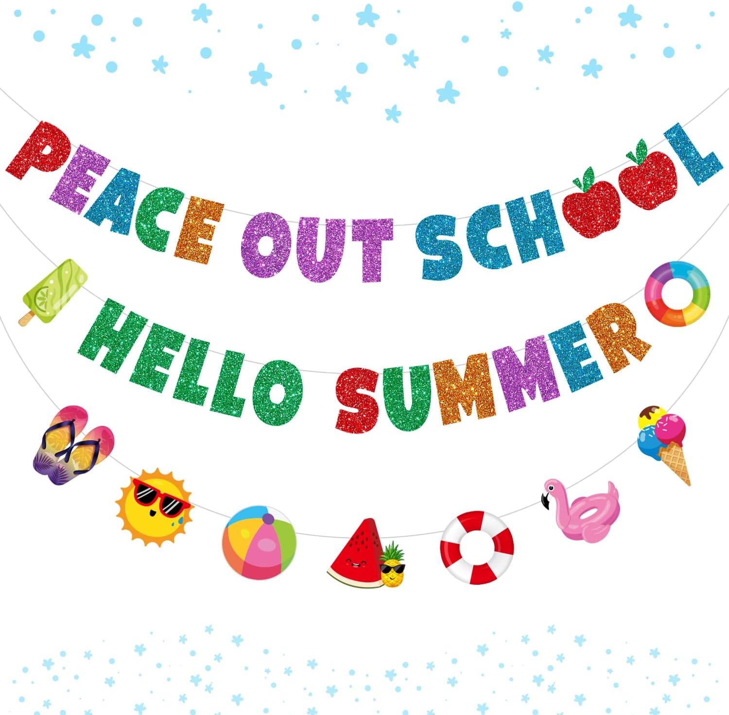 Amazon.com: Schools Out for Summer Decorations, Glittery Peace out ...