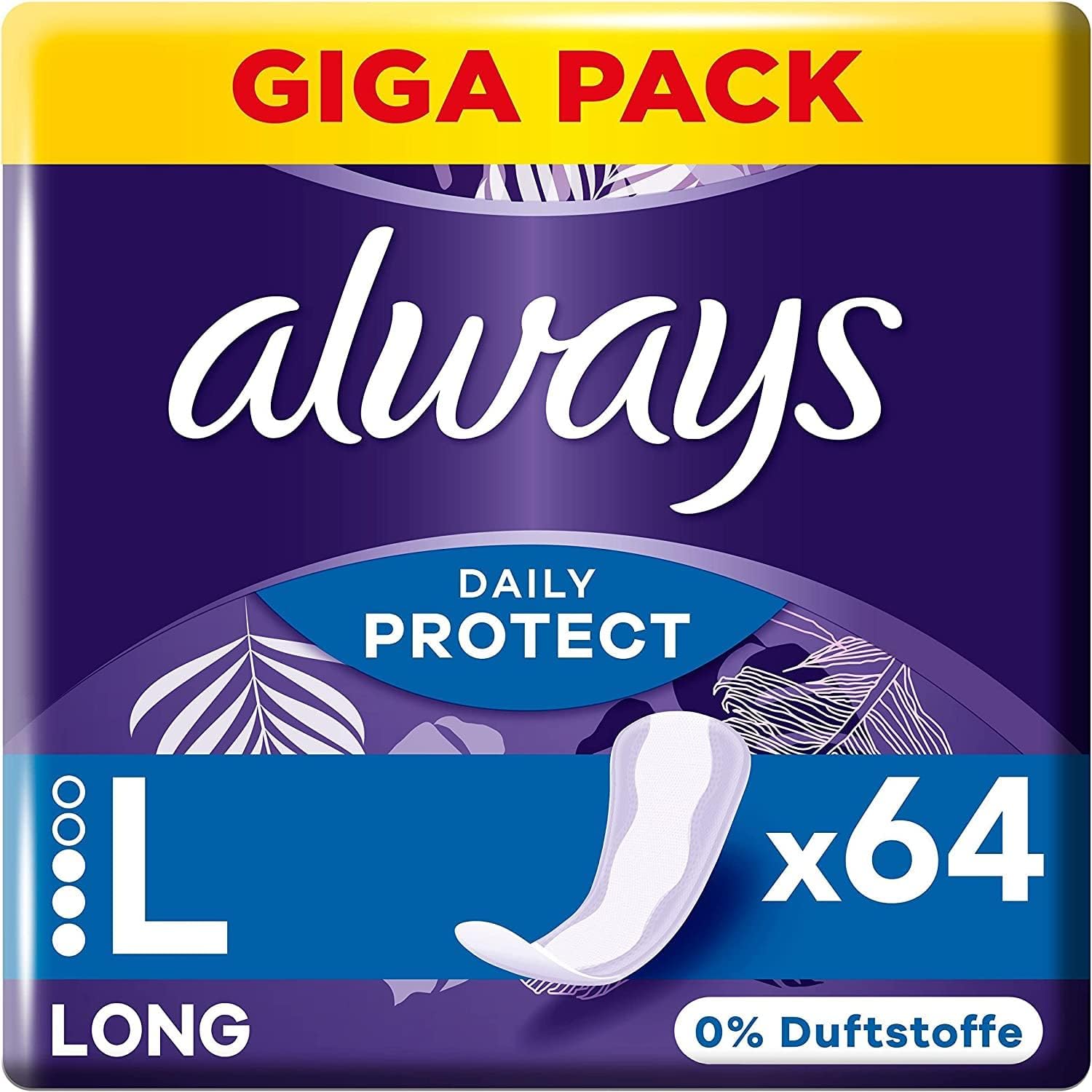 Always Daily Protect Slipeinlagen Damen Long (64 Binden), Gigapack ...