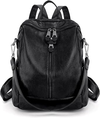 Amazon.com: UTO Women Backpack Purse PU Washed Leather Convertible ...