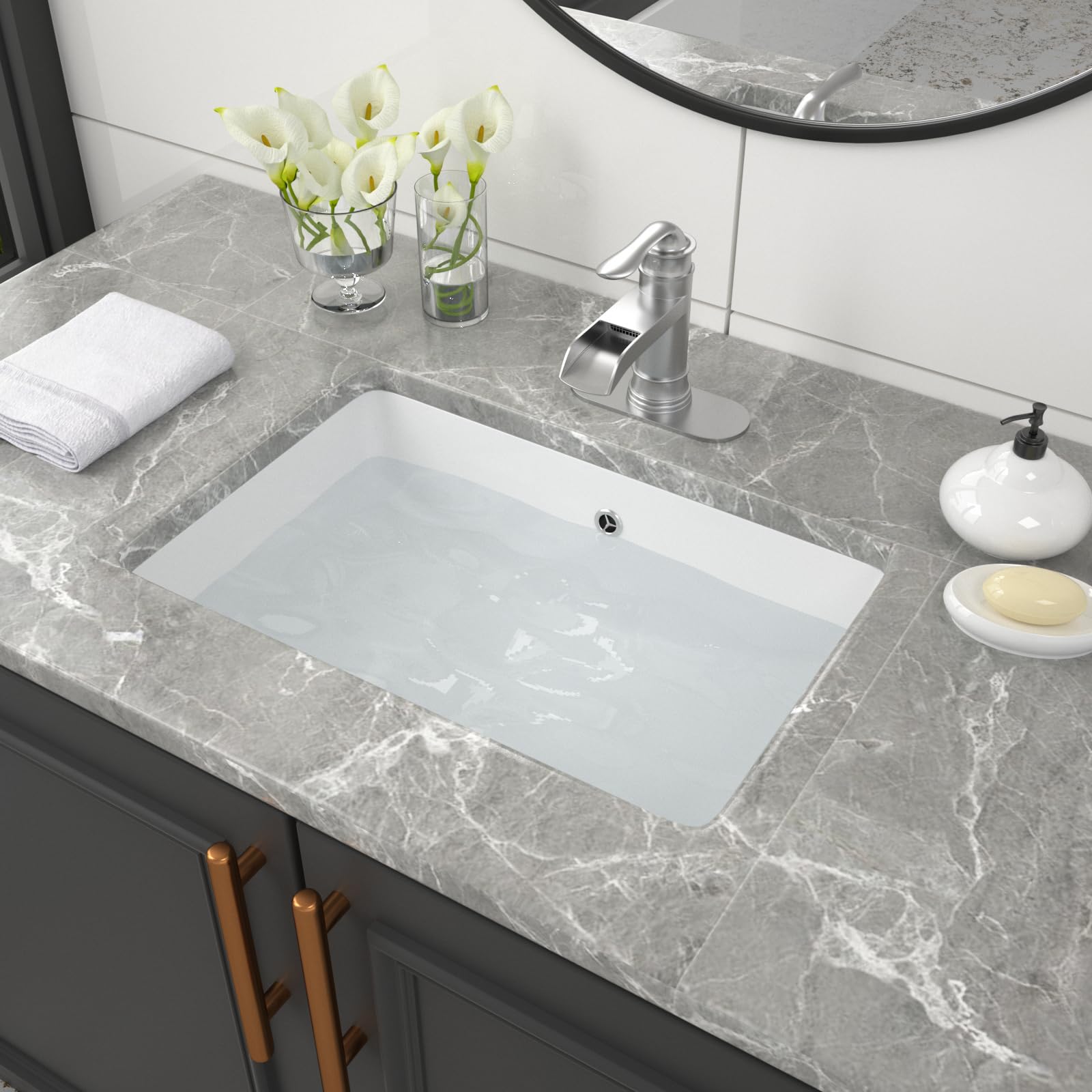 Couoko Undermount Bathroom Sink 21 x 15 Inch Vessel Sinks Rectangular ...