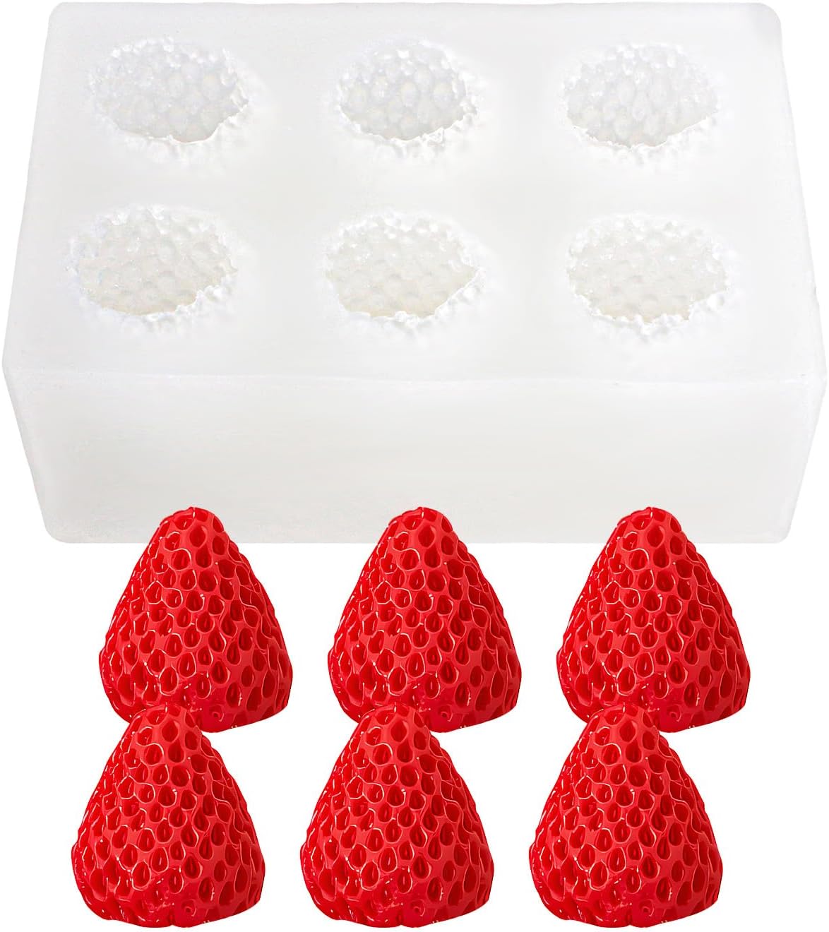 Amazon.com: Liobelon 6 Cavity 3D Strawberry Chocolate Mold - Silicone ...