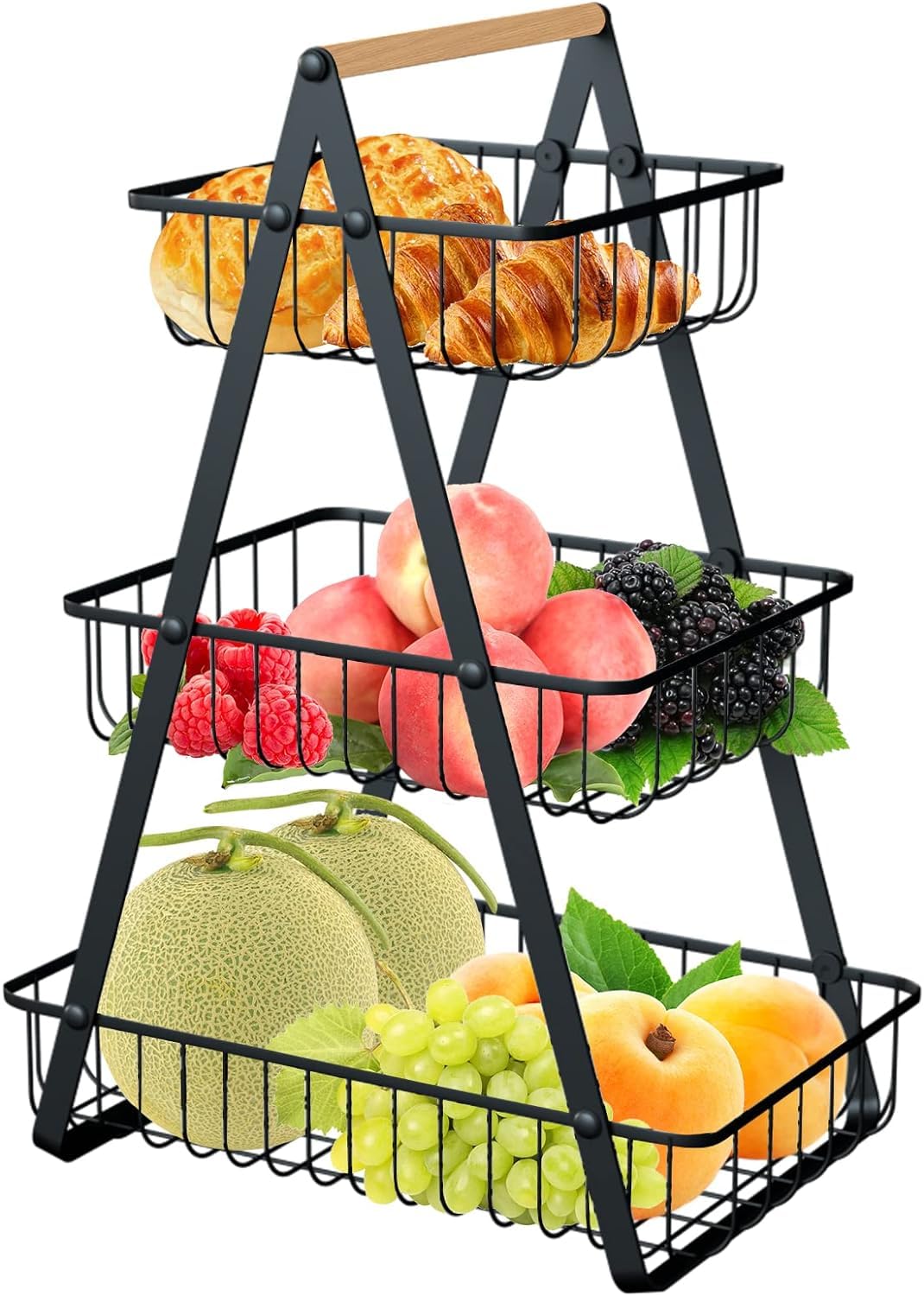 MEESOGA Obst Etagere Obstkorb mit 3 Etagen Metall Obstkorb Brotkorb 3 ...