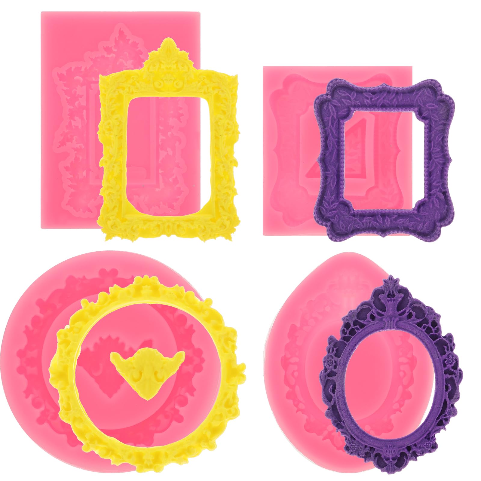 Amazon.com: COMNICO Photo Frame Fondant Mold, 4Pcs Picture Frames ...