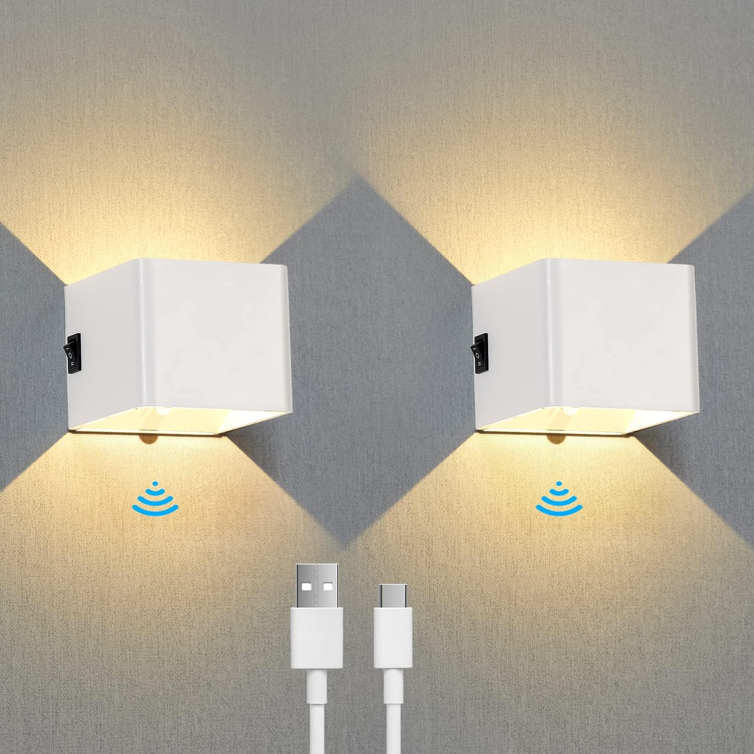 GeyouLux 5W Applique Murale Interieur Rechargeable avec Détecteur de ...