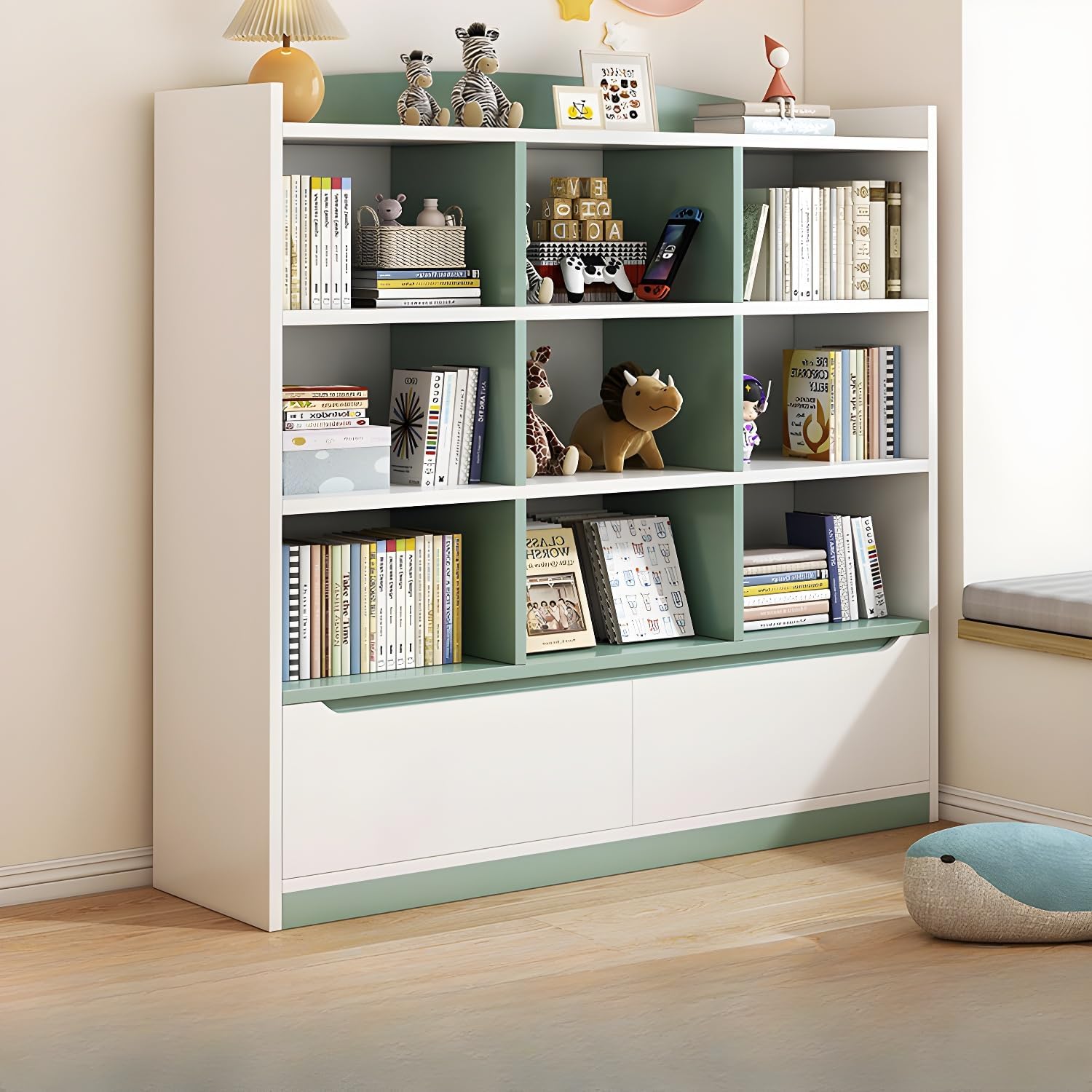 Amazon.com: LITFAD Modern Wood Bookcase with Closed Back and Shelves Kids Bookshelf Freestanding ...