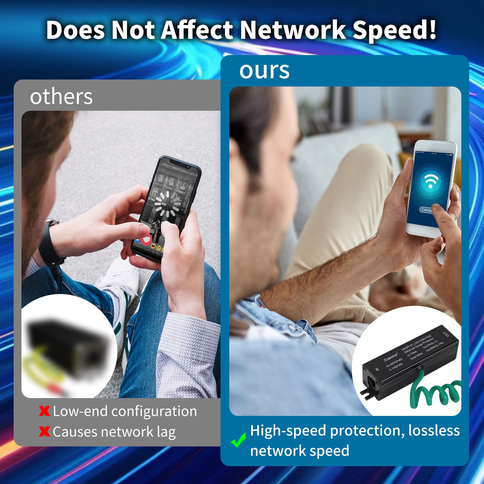 Snapklik.com : Ethernet Surge Protector Metal Shielded RJ45 Lightning ...