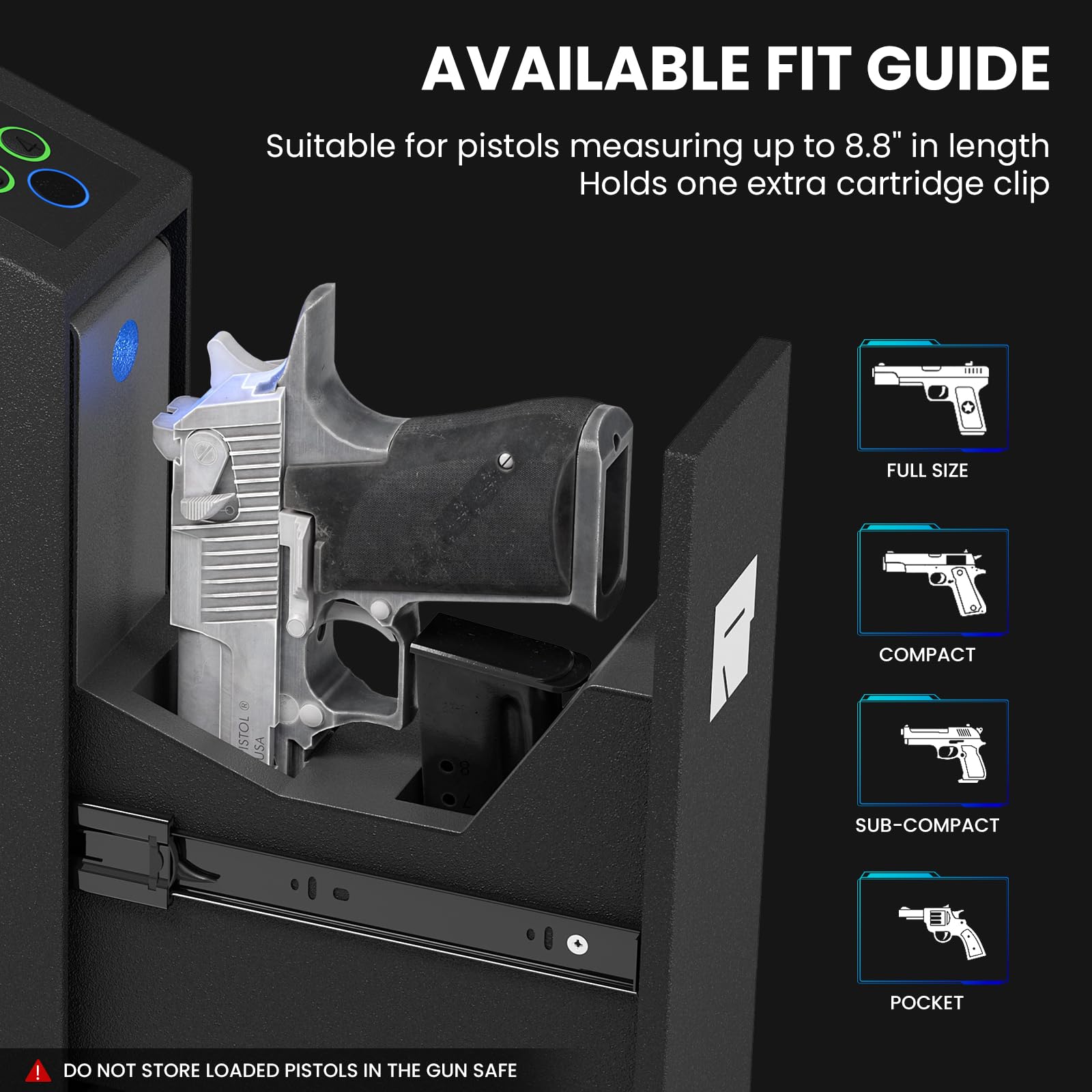 Snapklik.com : RIFLEWELL Biometric Slider Gun Safe For Handgun, Quick ...
