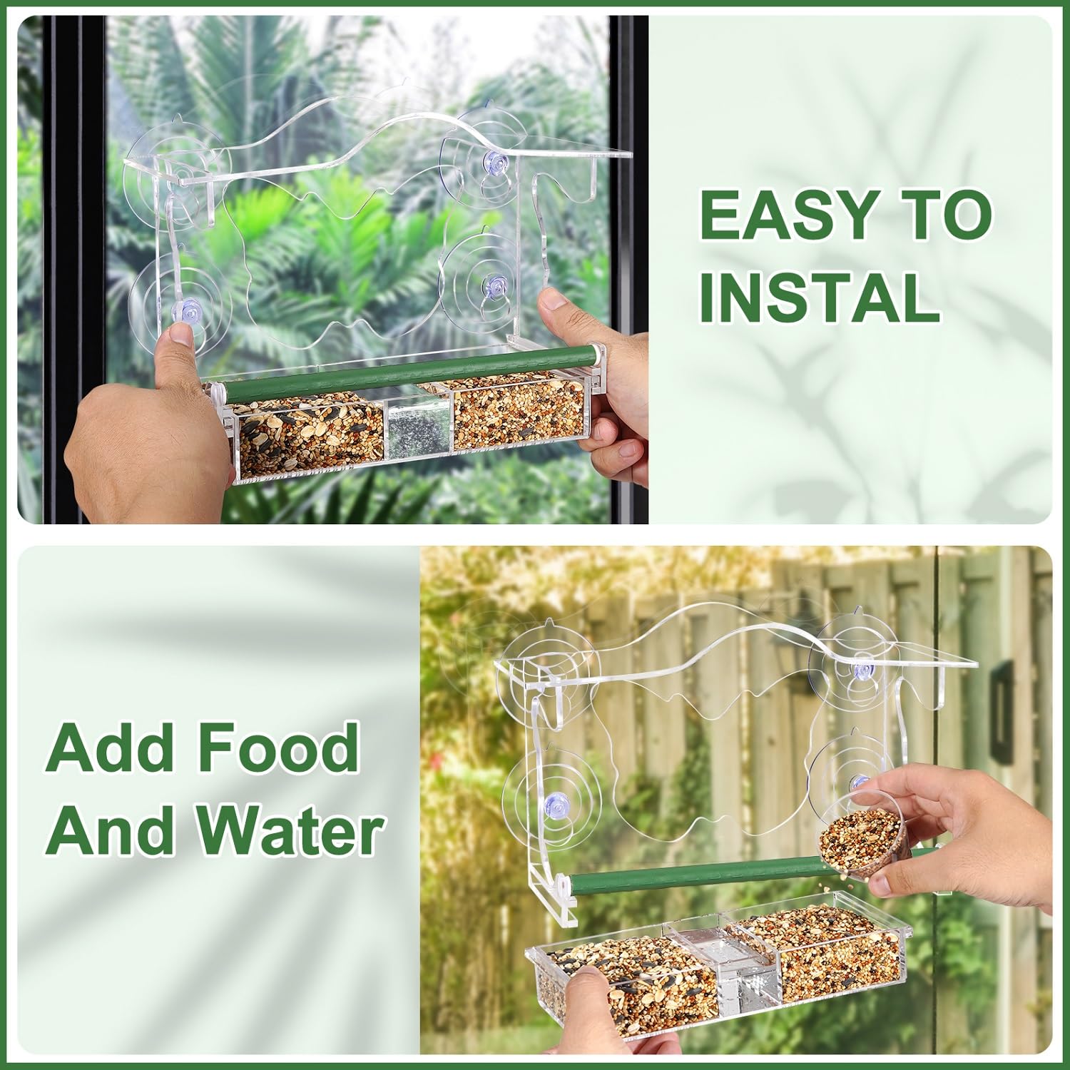 Window Bird Feeders with Strong Suction Cups, Outdoor Bird Feeder ...